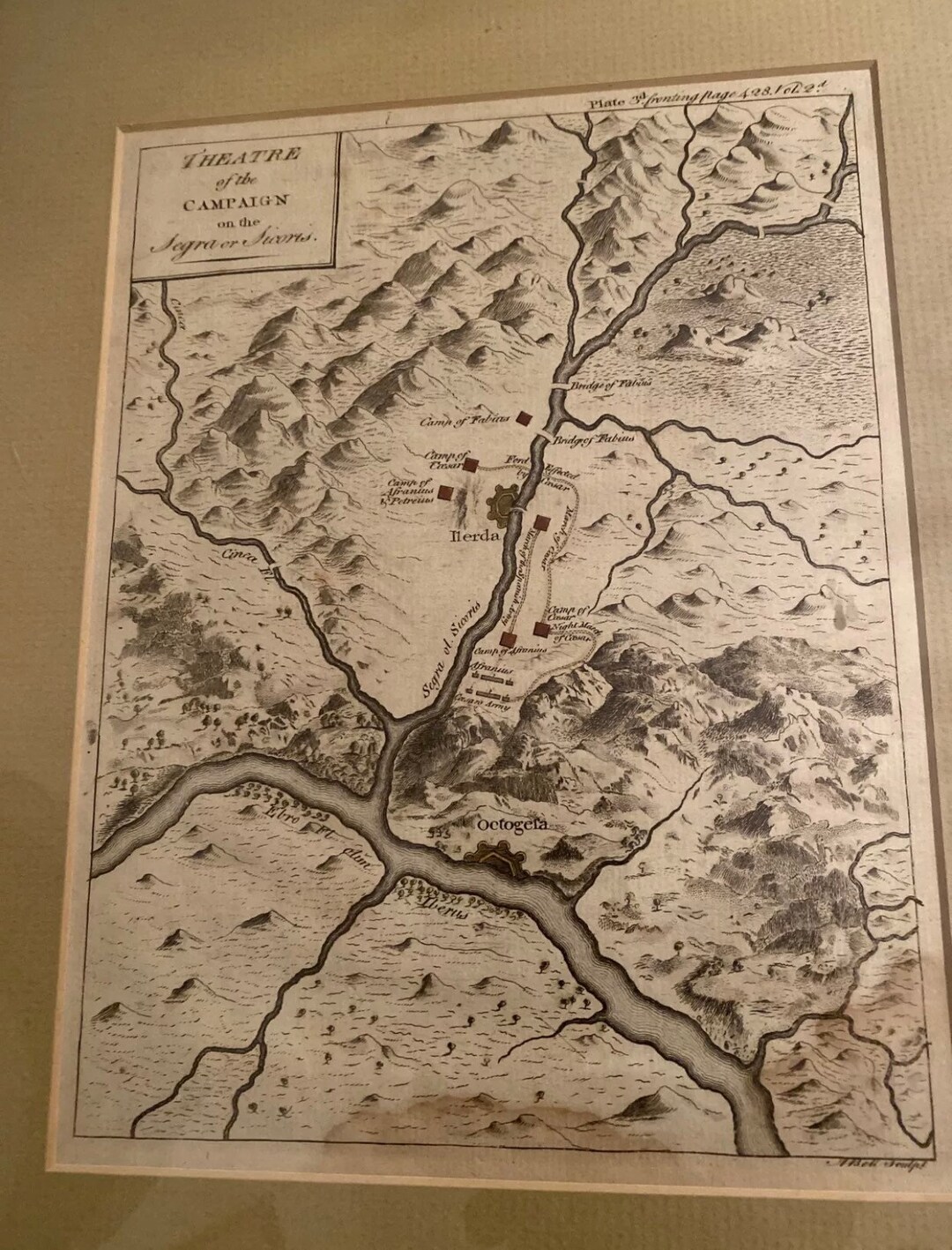 RARE 1834 Map Theatre of the Campaigns on Segra or Sicoris Abell Sculpt ...