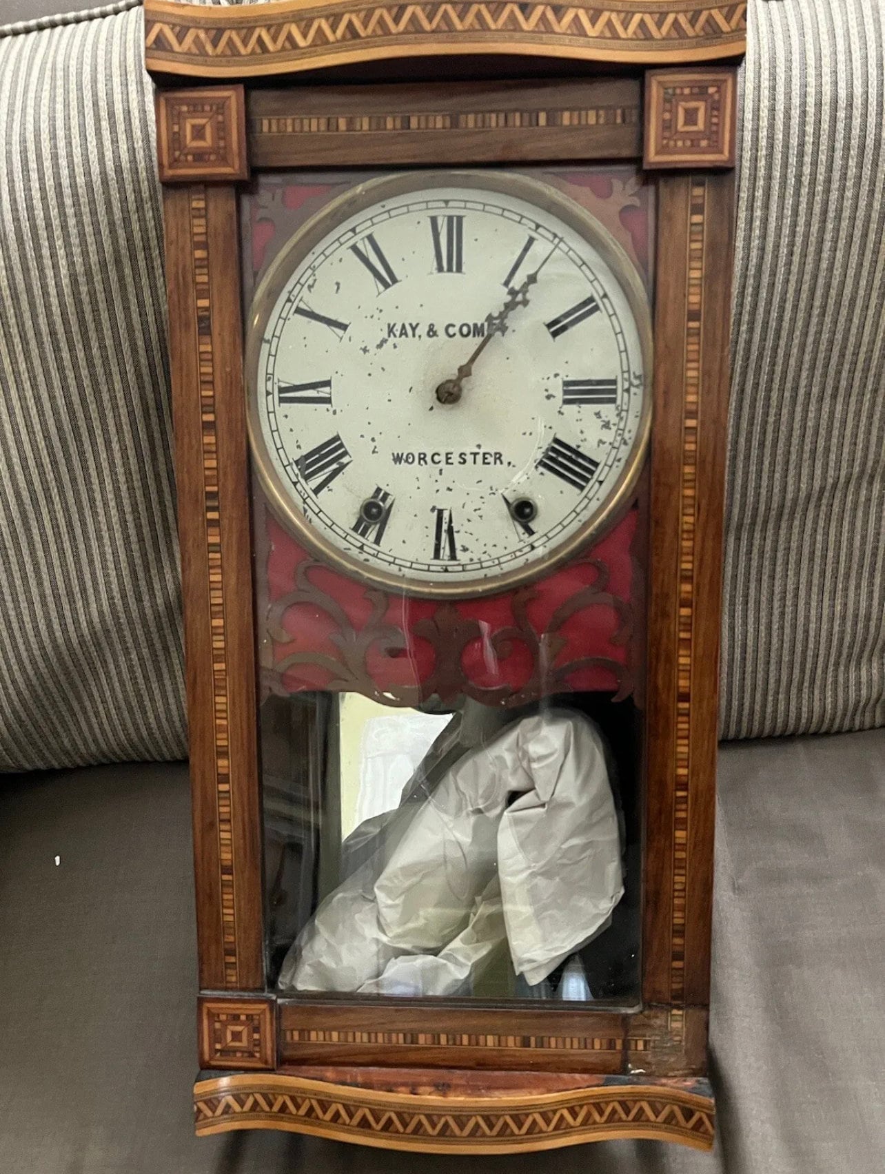 19th Century 8 Day Kay & Company Regulator Wall Clock W Inlaid Cabinet ...