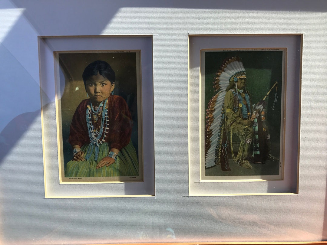 Rare 1940's Native American Color Postcards Osage Chief & Apache Girl ...