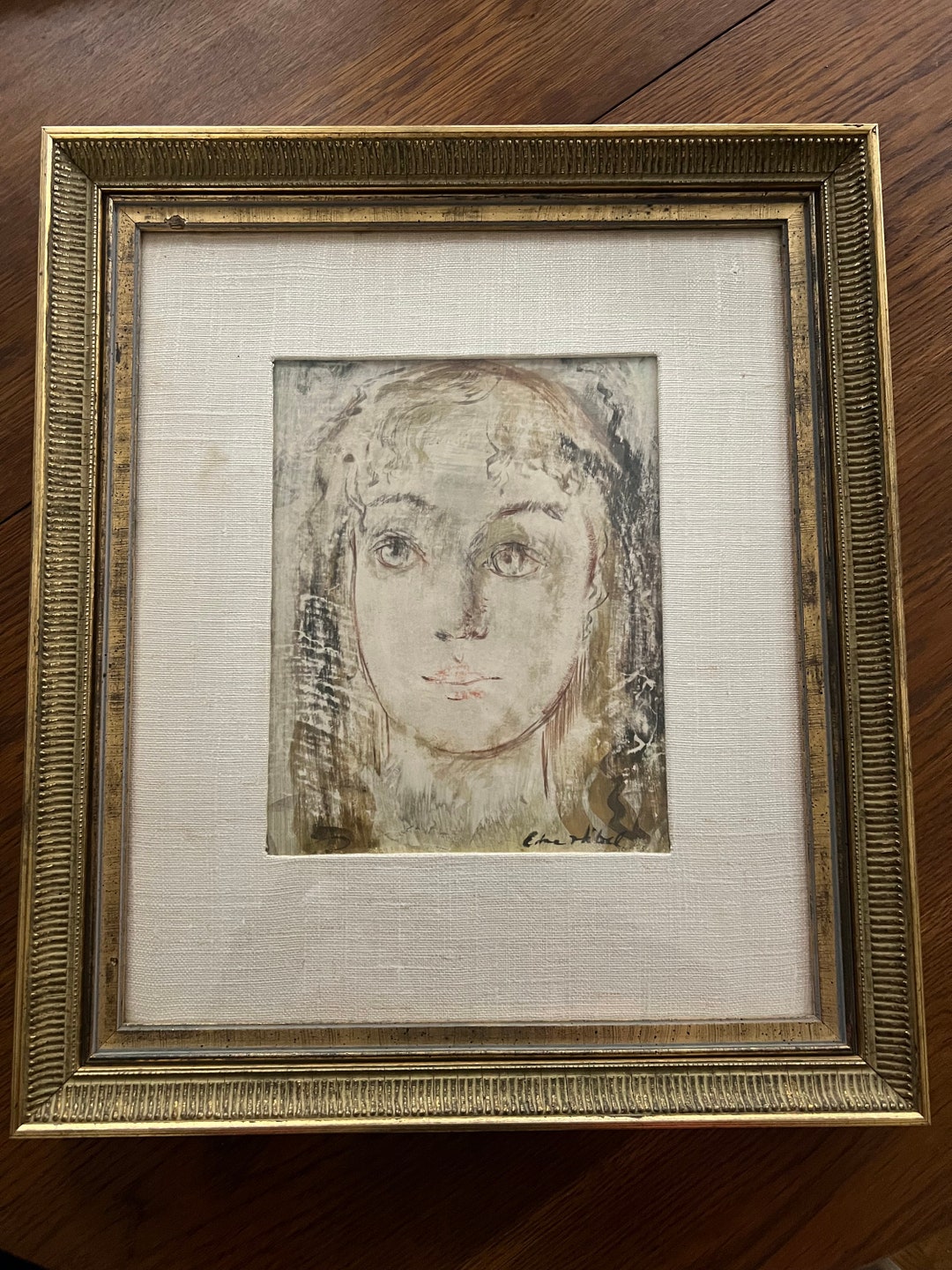 Original Oil Painting by Artist Edna Hibel in Museum Linen and Gold ...
