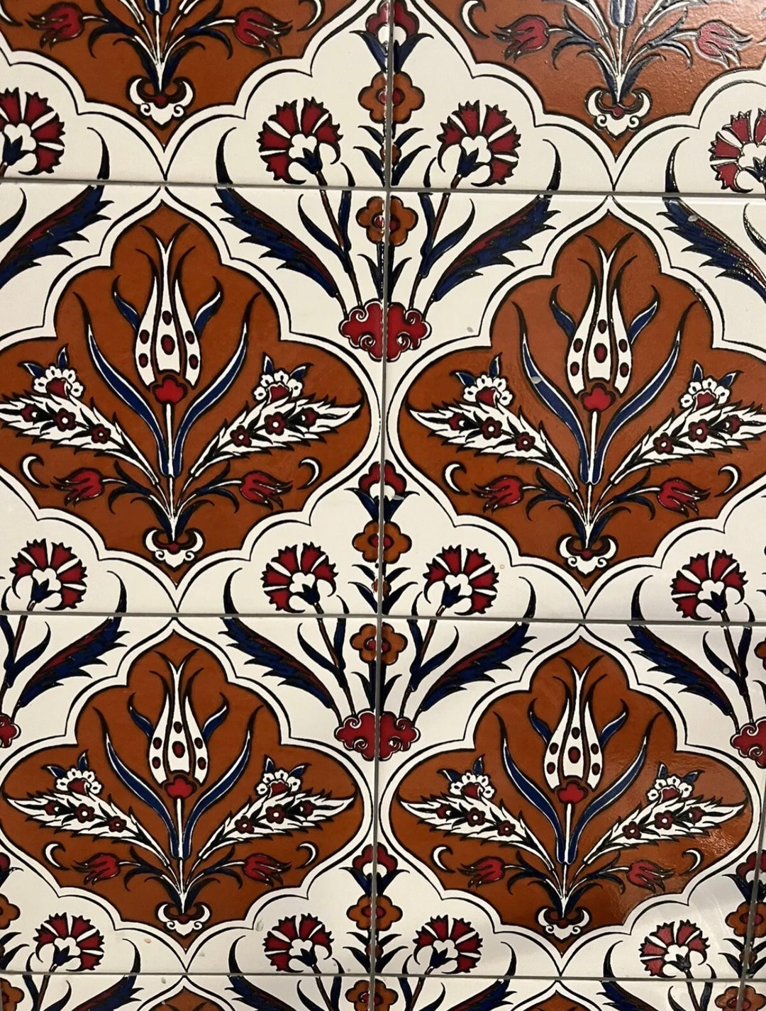 Saray Ottoman Iznik Raised 3 Tulip Design 8x8 Turkish Ceramic Tiles Box ...
