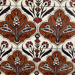 Saray Ottoman Iznik Raised 3 Tulip Design 8x8 Turkish Ceramic Tiles Box ...