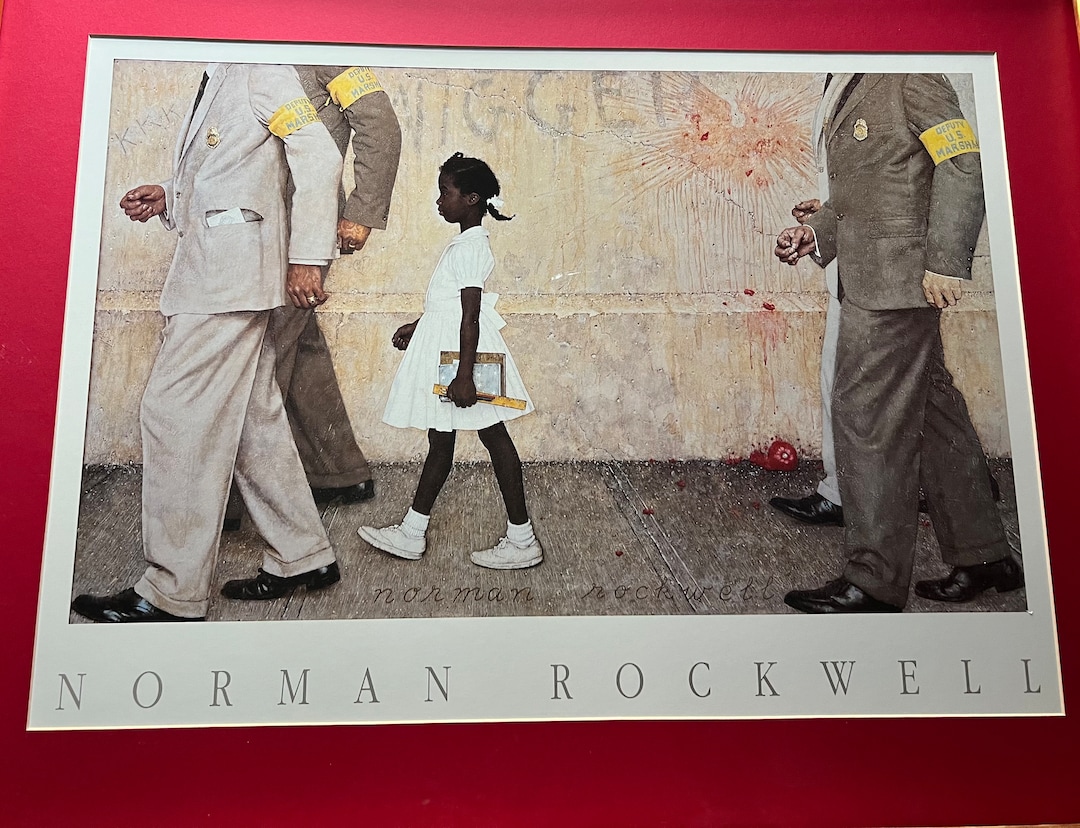 The Problem We All Live Ruby Bridges Professionally Matted Norman Rockwell Poster Print 24x36 ...
