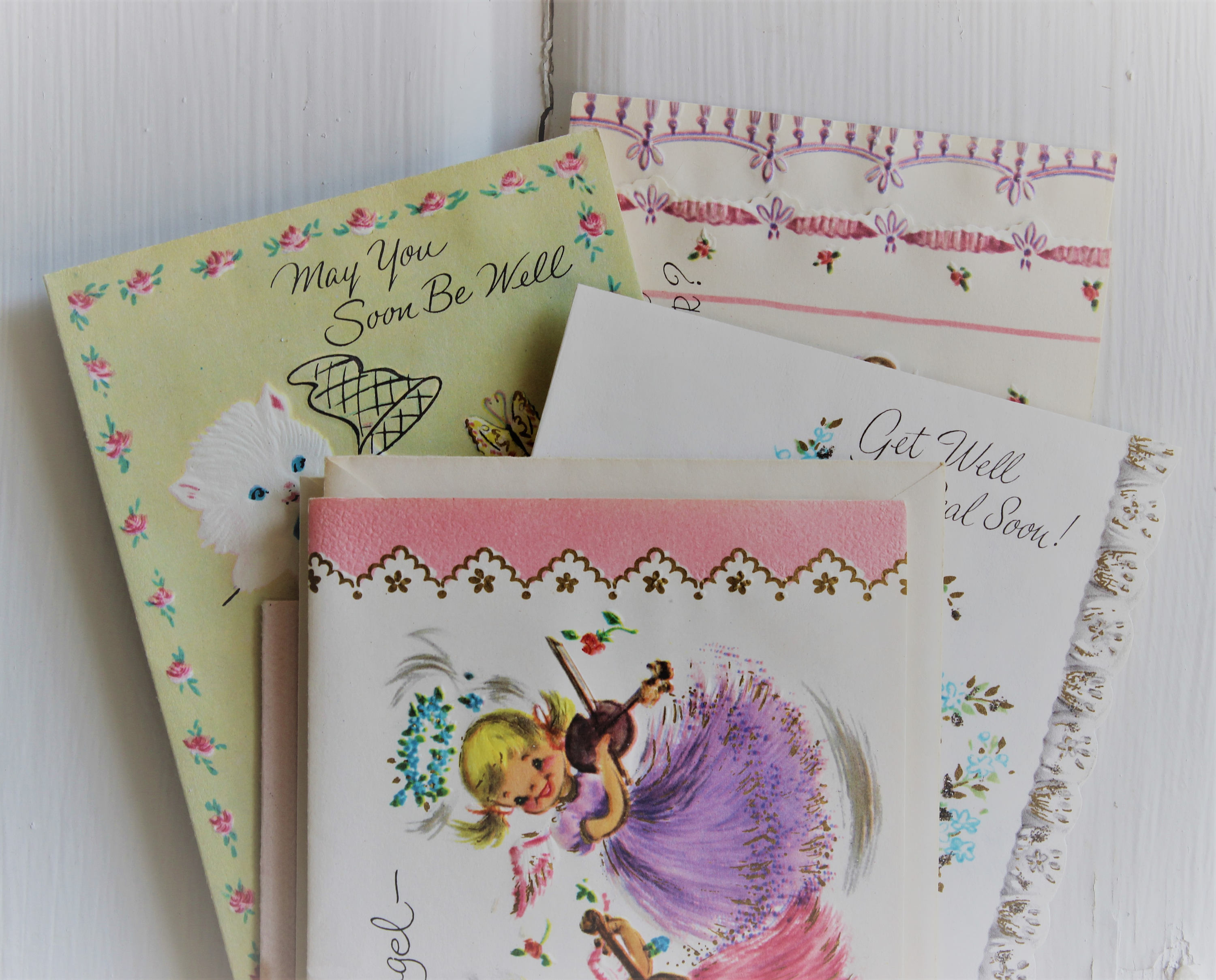 Unused Vintage GET WELL CARDS Assorted, Vintage Scrapbooking Ephemera ...