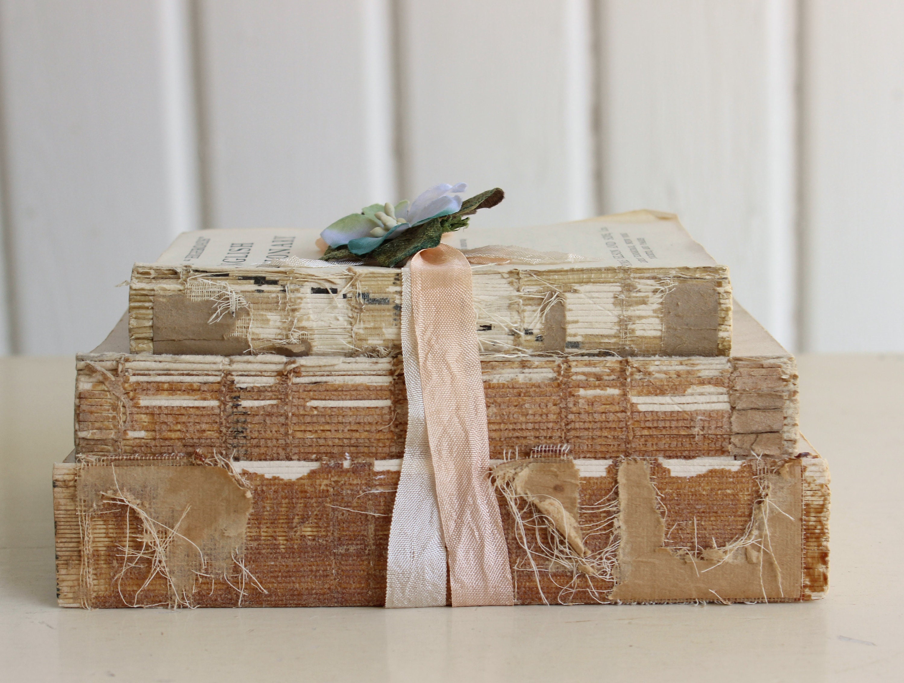 Antique BARE BOOKS, Vintage Exposed Spine Decorative Book Bundle ...