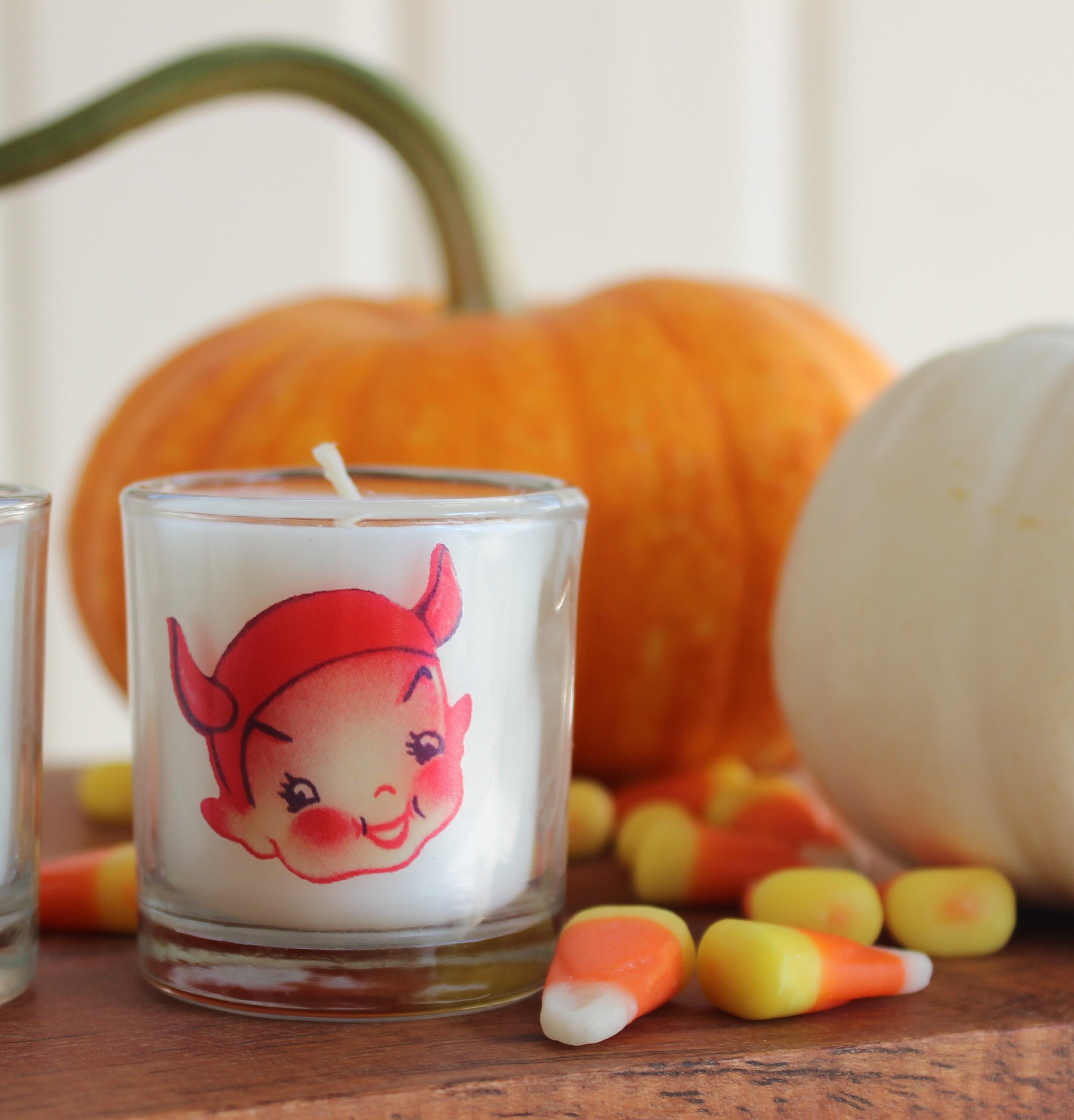Kitschy Cute HALLOWEEN DEVIL Votive Candles - Set of 3 - Handmade ...