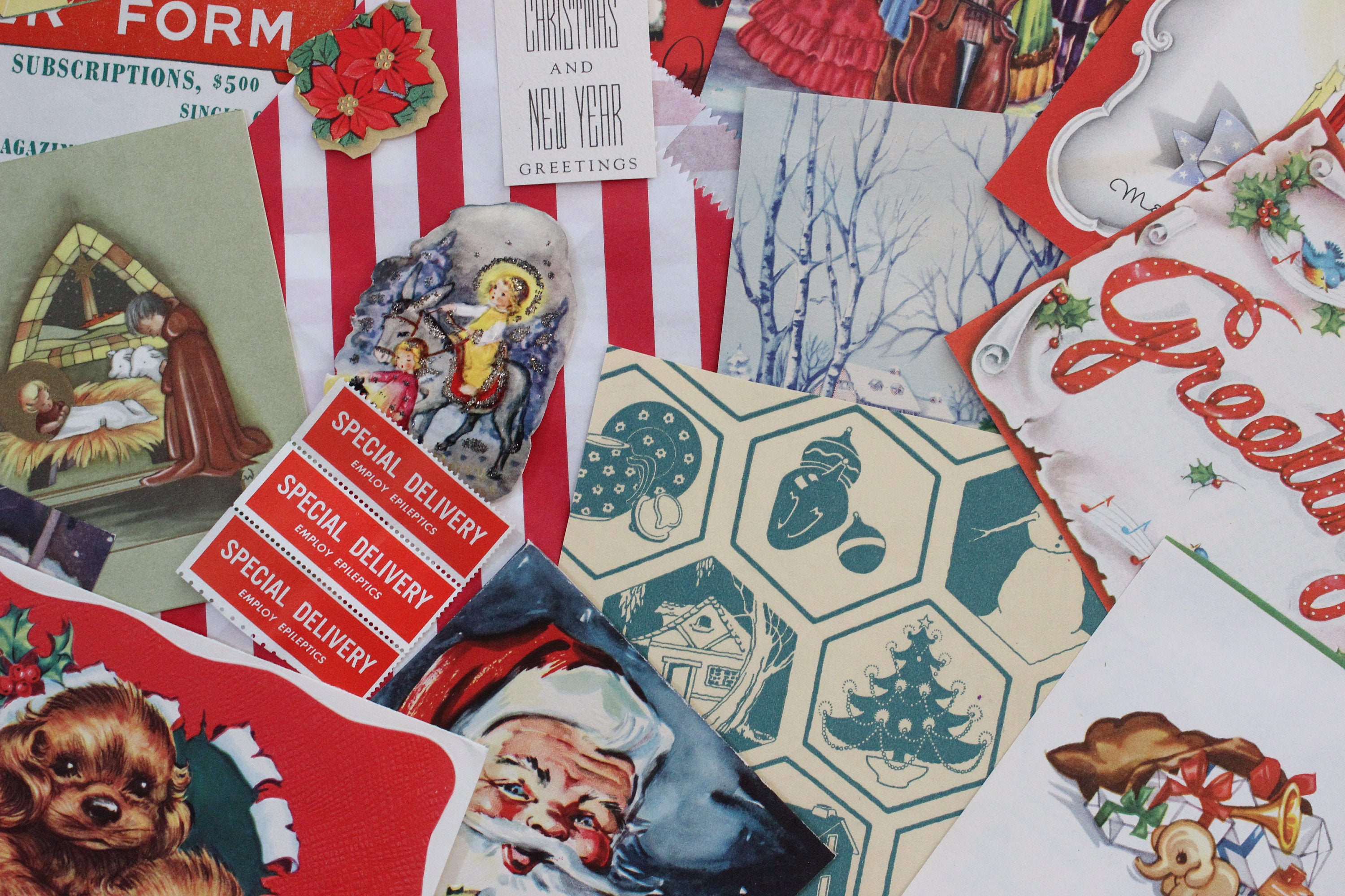 Huge Vintage CHRISTMAS EPHEMERA Pack 90 Pieces, Vintage Christmas ...