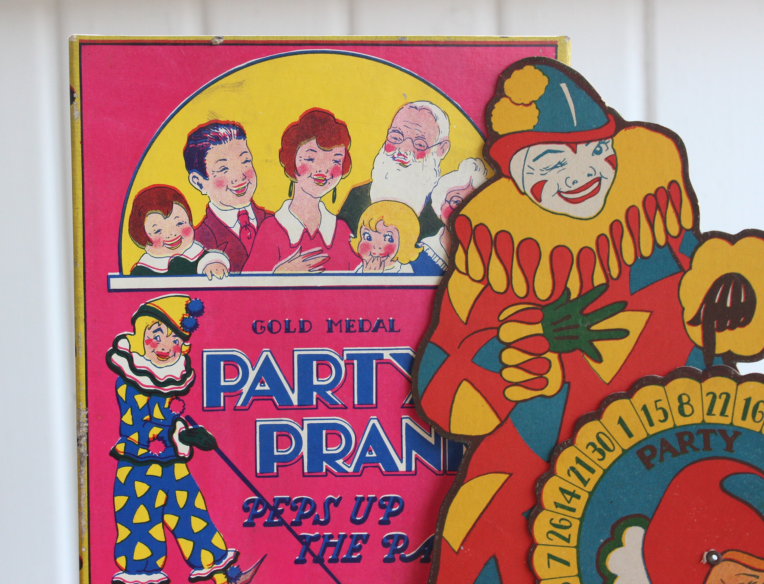 Vintage Clown Party Supply, Antique CLOWN GAME and NOISEMAKERS, Party ...
