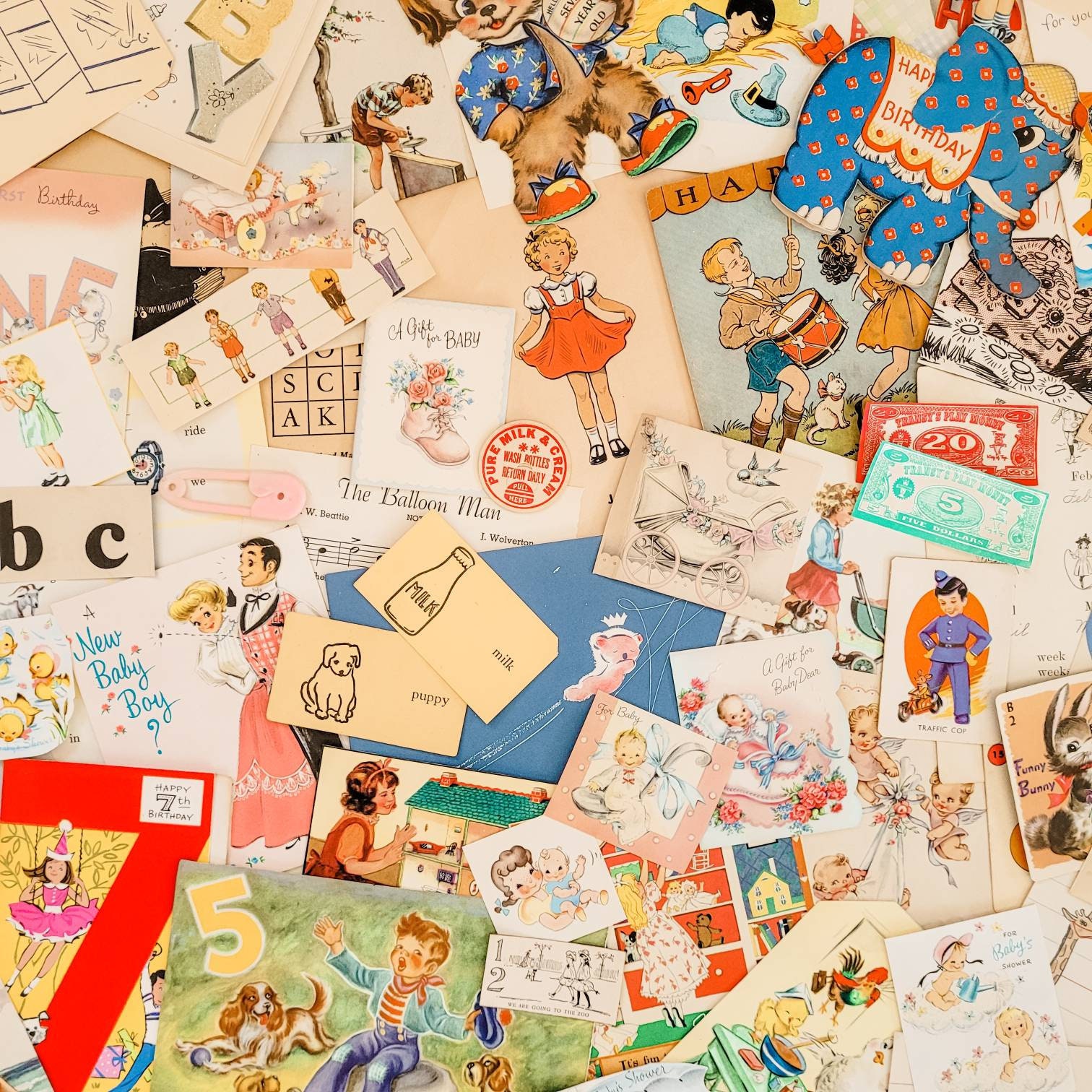 Cute Vintage Nursery & Baby Theme Ephemera Pack, 1950s Crafting ...