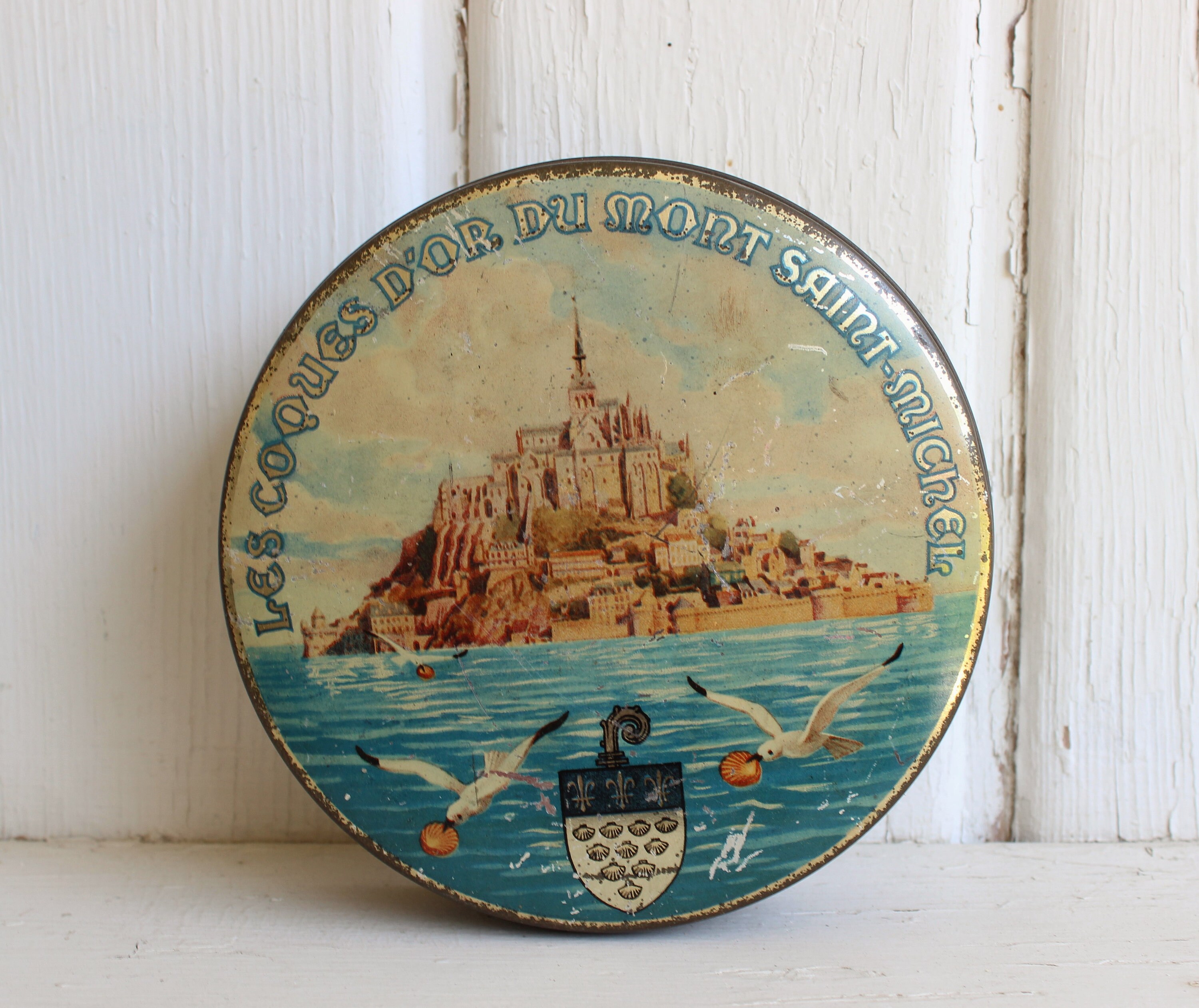 Vintage French MONT SAINT-MICHEL Round Tin, Candy Tin, Travel 1950's ...