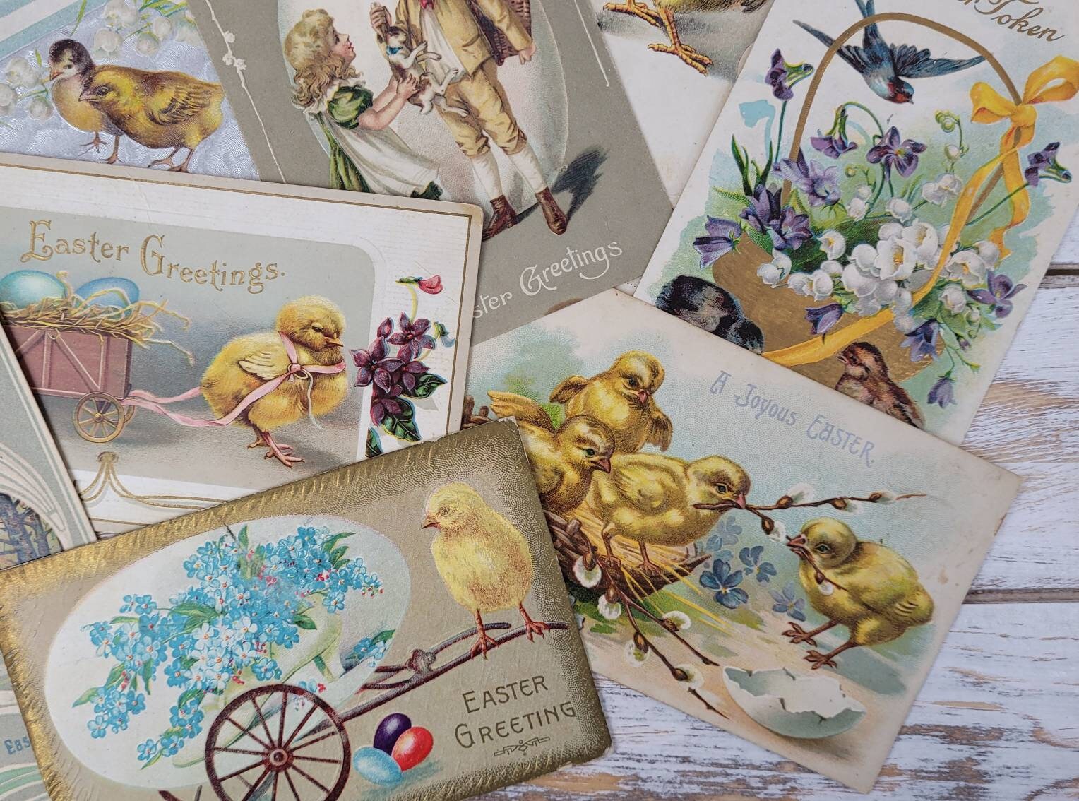 Antique EASTER POSTCARDS 1900s, Spring Chicks Vintage Scrapbooking ...