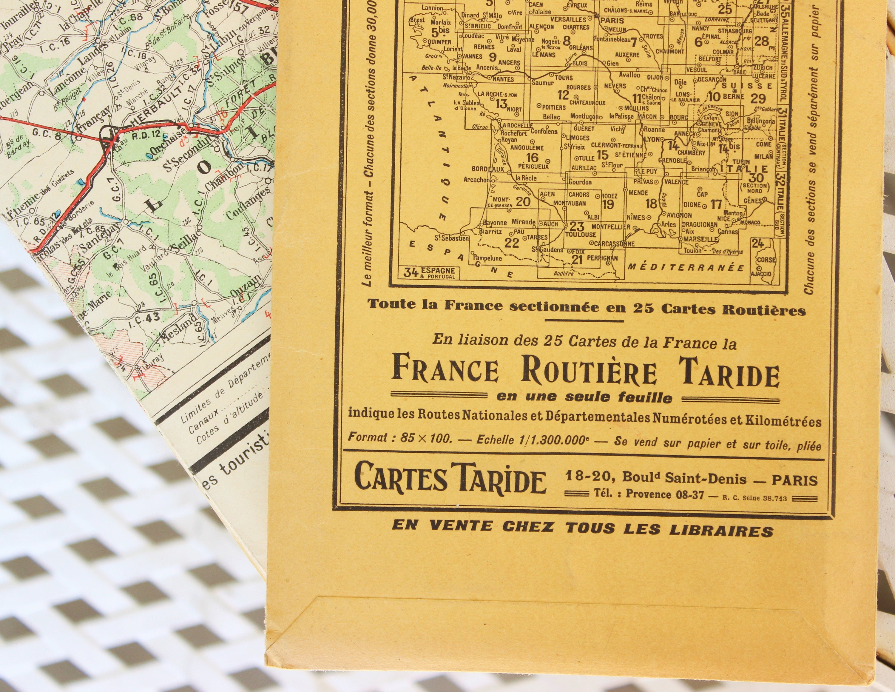 Antique FRENCH MAP Paris France 1920s Pink (Vintage French Automobile ...