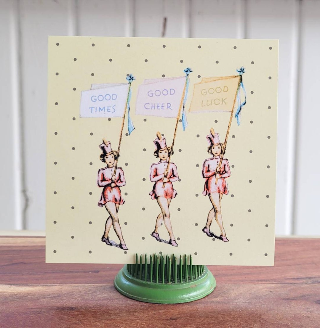 Vintage Style GOOD LUCK Cheerleader Cards, Marching Band - Set of 8 ...
