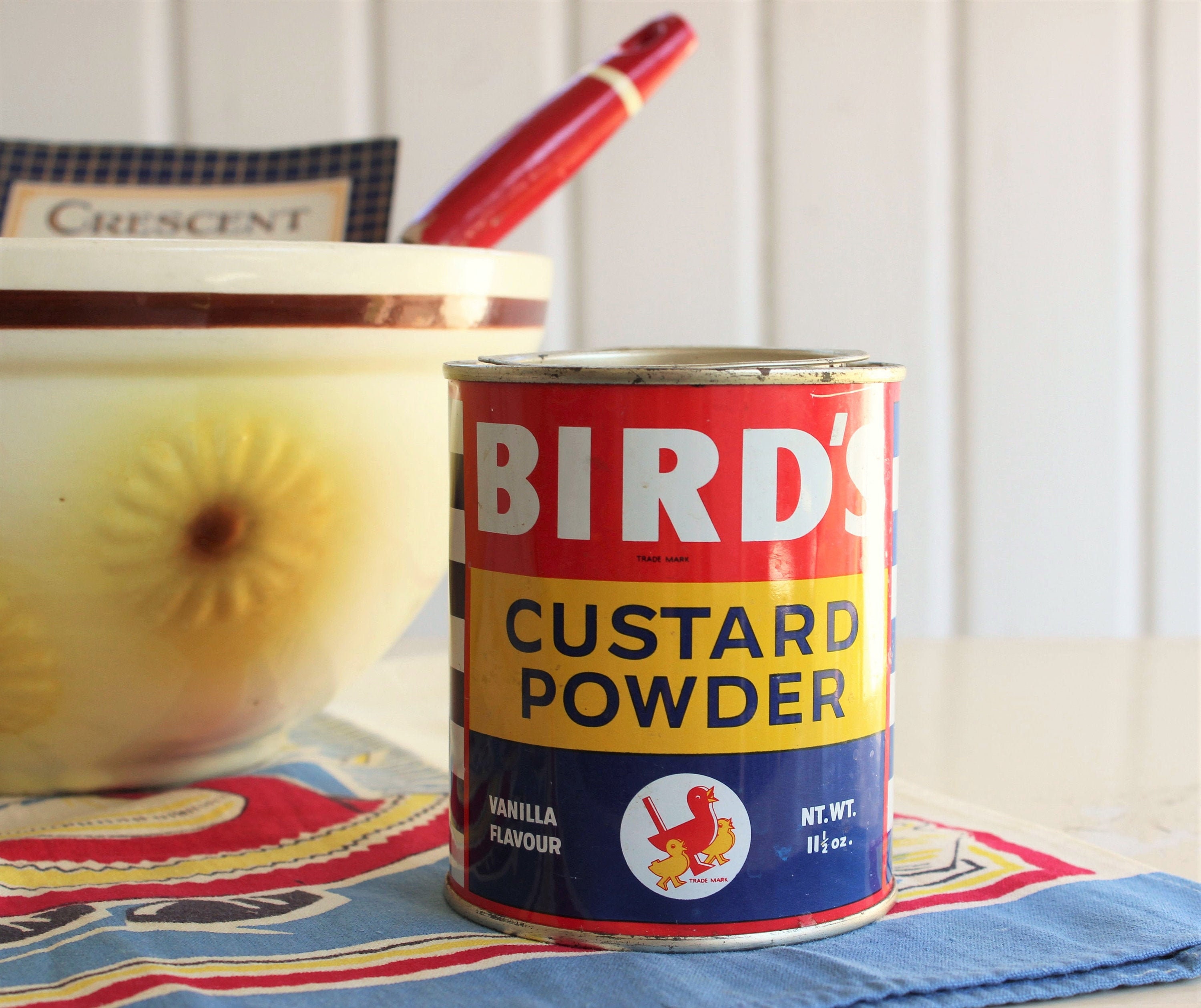 Rare BIRDS CUSTARD POWDER Tin Dessert Mix, Retro Kitchen Products ...