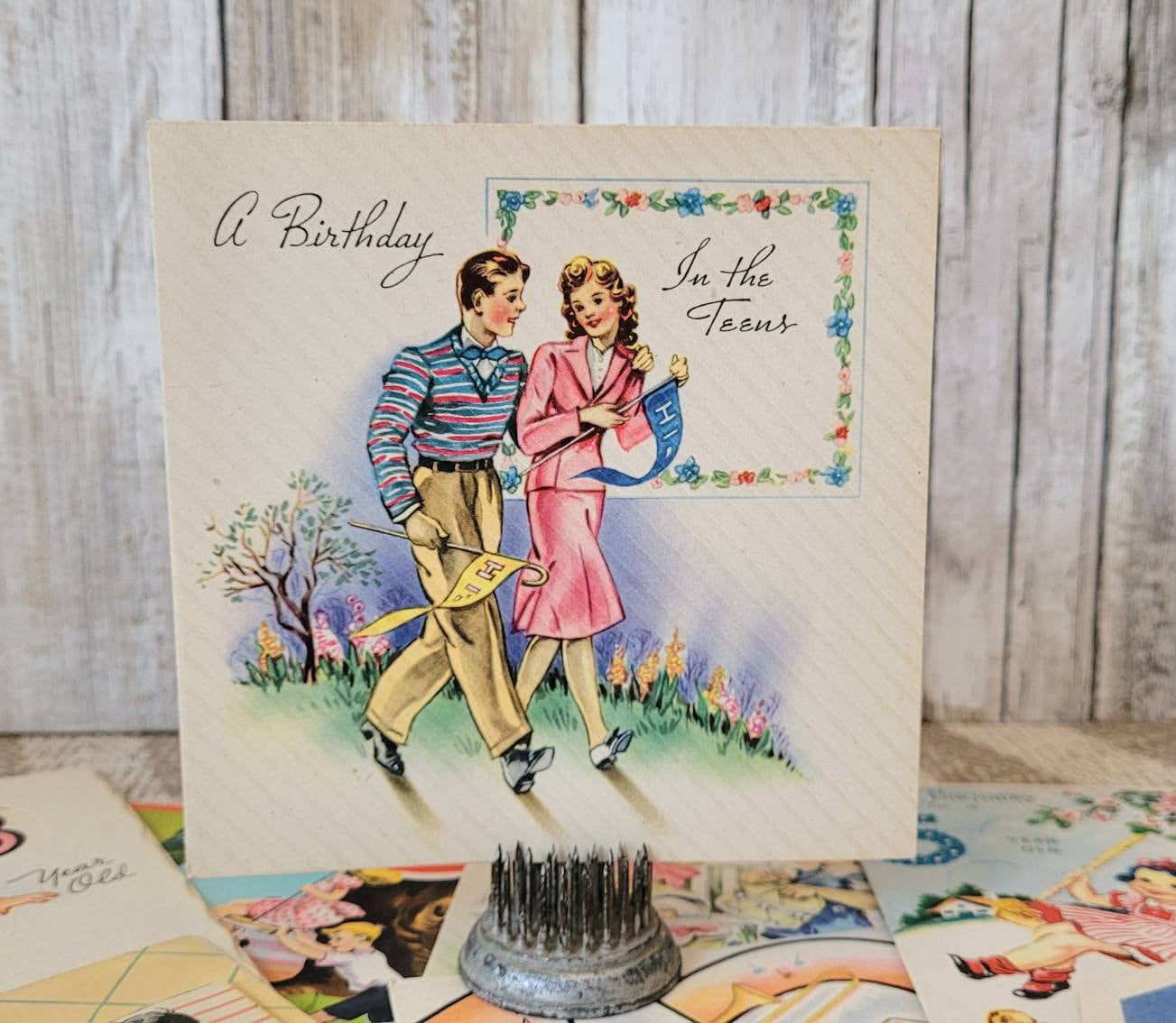 Vintage Unused KID'S BIRTHDAY CARDS Assorted 1930S-1950s - Set of 14