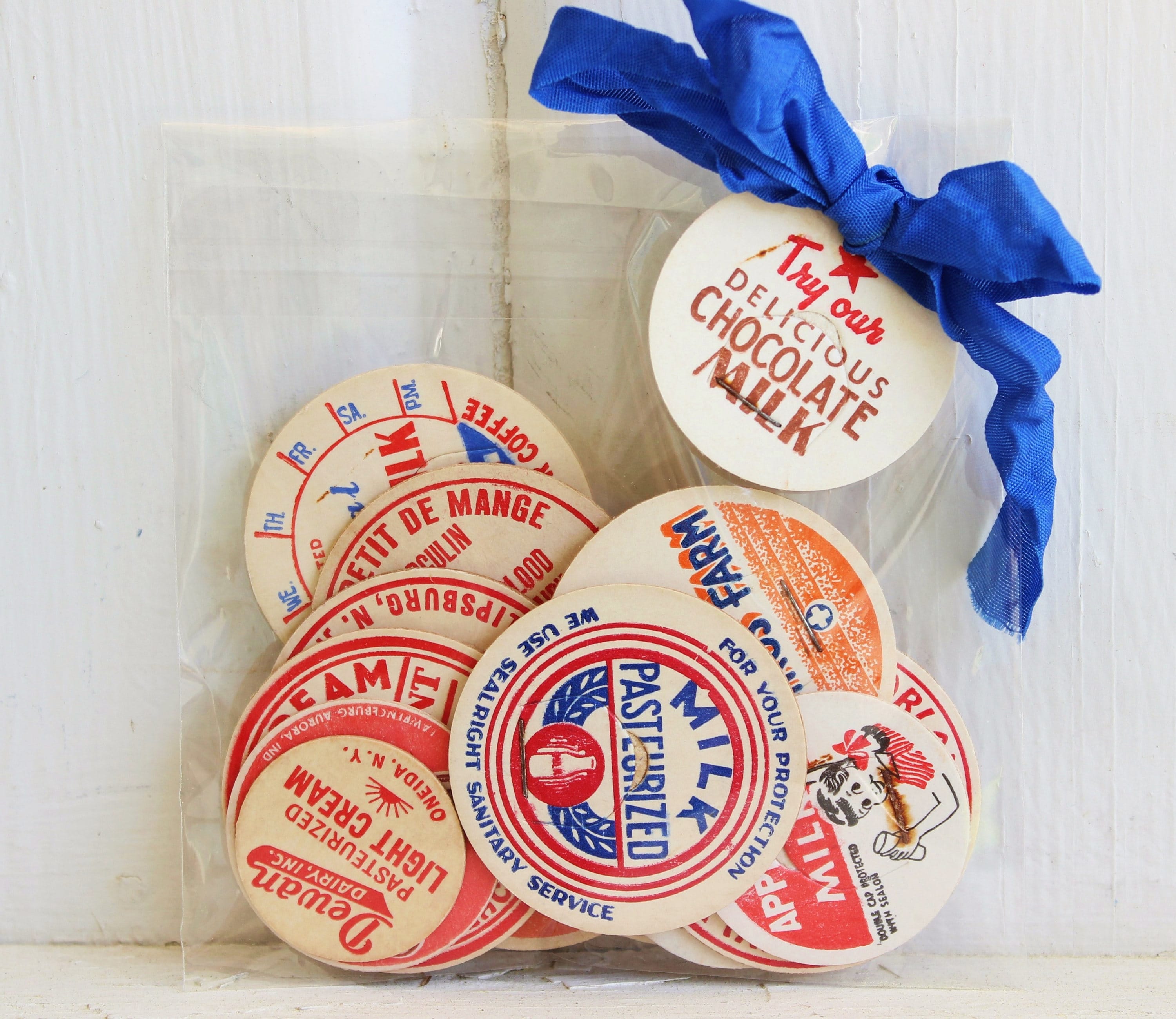 Vintage DAIRY MILK CAPS Set 15 Pieces, Scrapbook & Crafting Supply, Mid ...