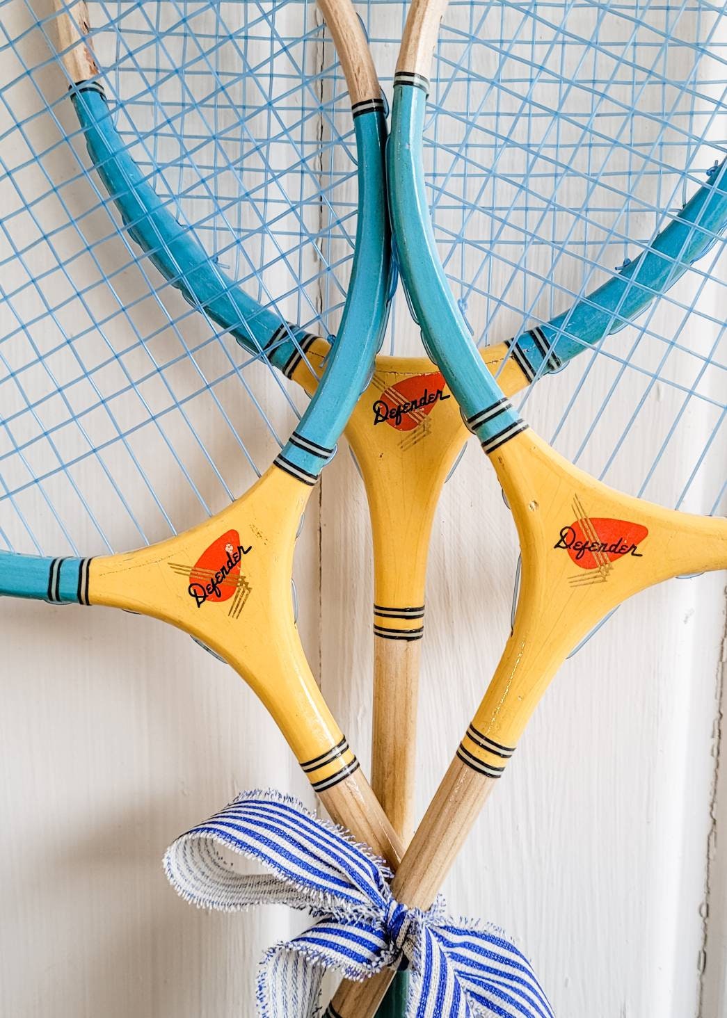 Set of Cute Vintage KIDS RACQUETS with Original Paint, Mint & Yellow ...
