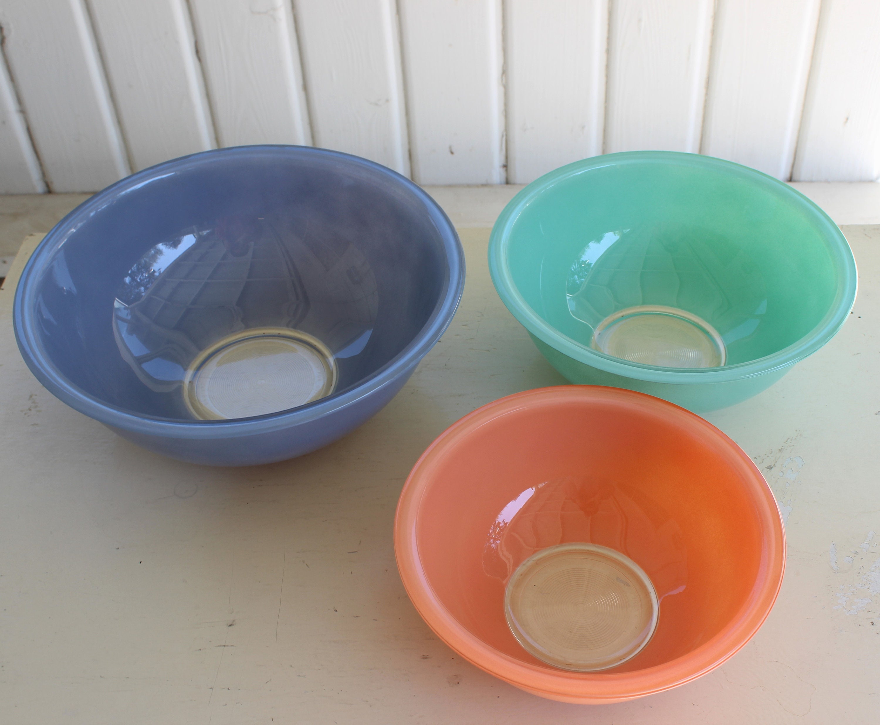 Vintage PASTEL PYREX Mixing Bowls, Nesting Bowls Clear Bottom Pink ...