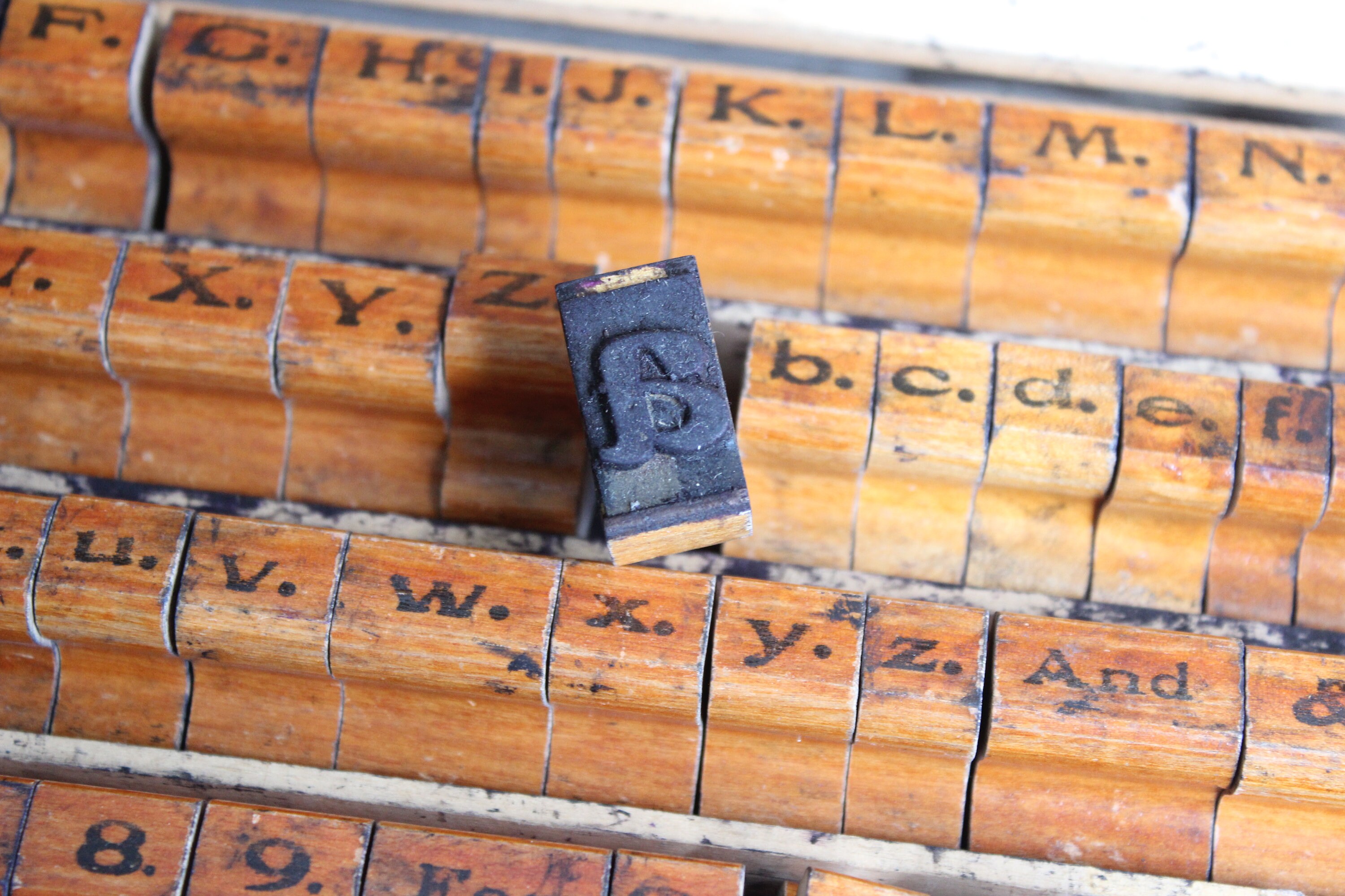 Retro Stamp Set Alphabet & Numbers, Vintage Wood Handle Stamps in ...