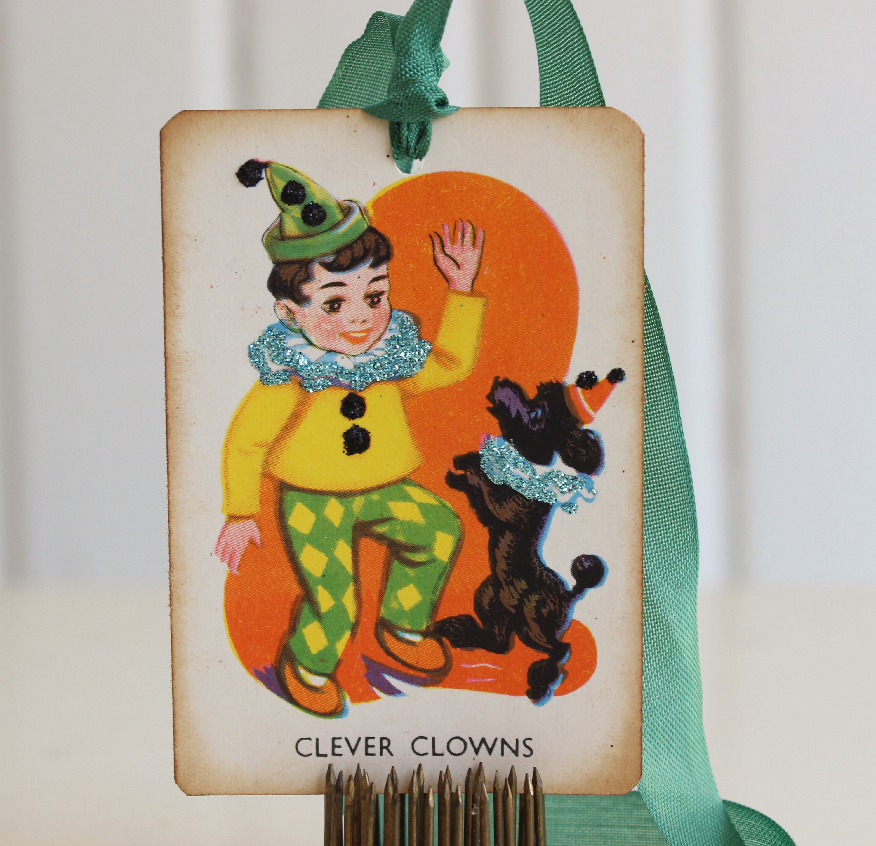 Vintage CUTE CLOWN Gift Tags Handmade from Playing Cards, Halloween ...