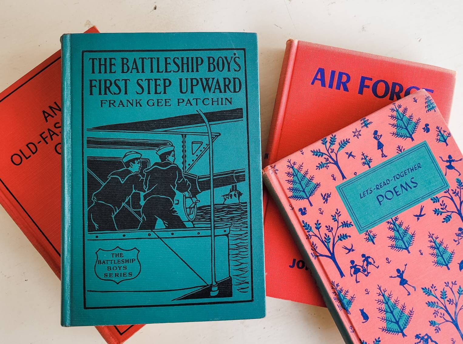 Vintage RED & GREEN Book Bundle, Decorative Books, Holiday Decor - Set of 4