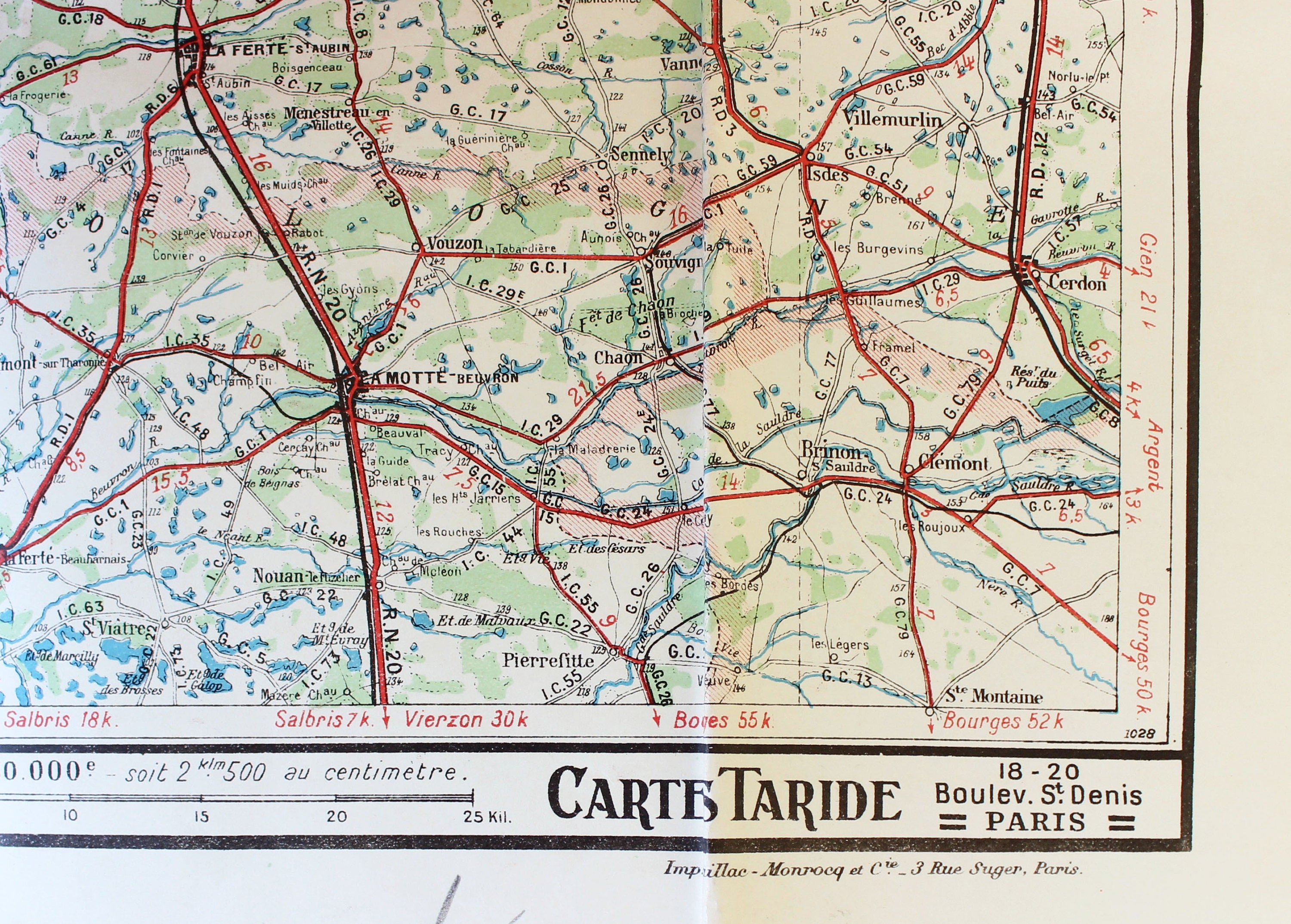 Antique FRENCH MAP Paris France 1920s Pink (Vintage French Automobile ...