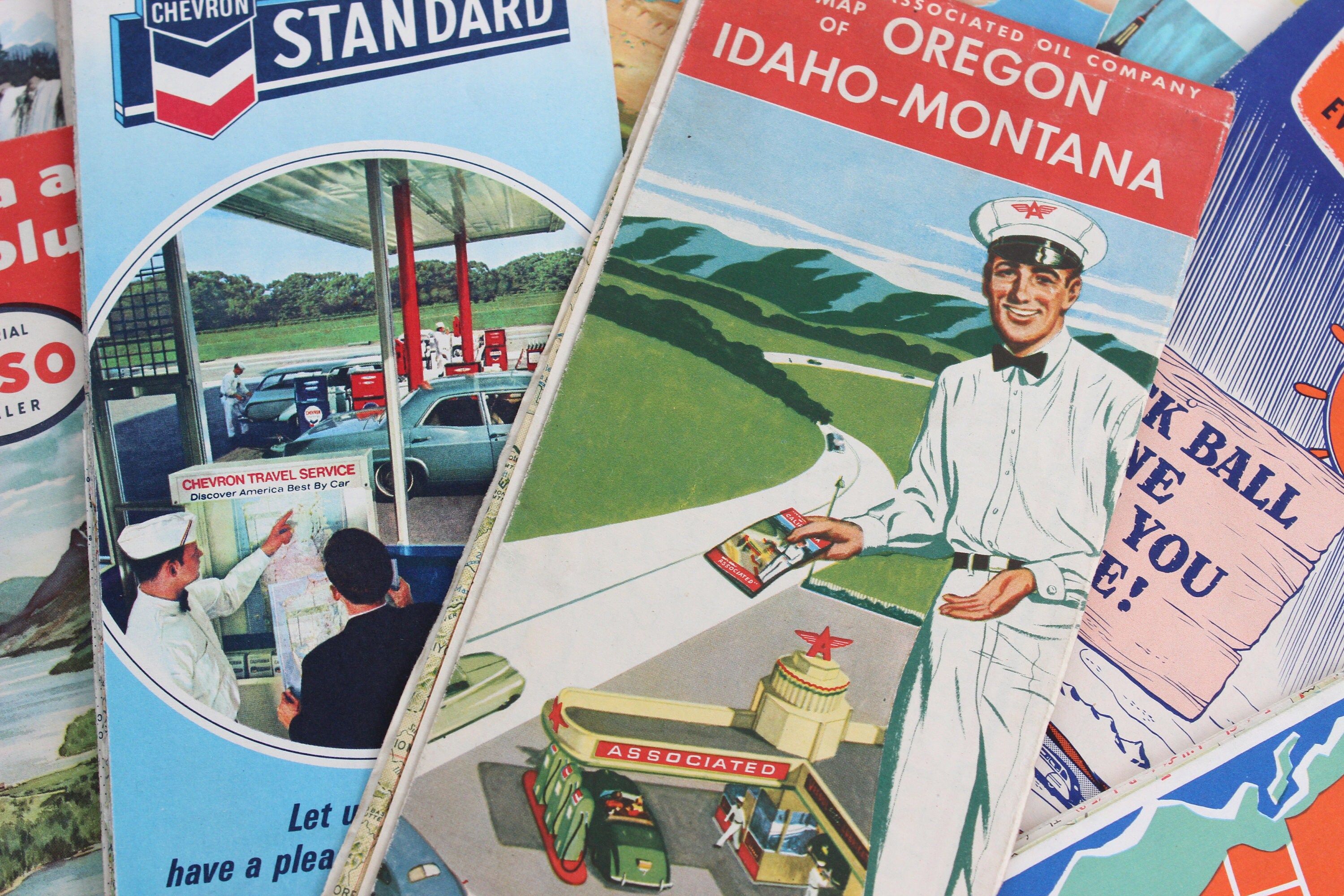 Bundle of Vintage ROAD MAPS 1950s, Americana Nostalgia Auto Maps ...