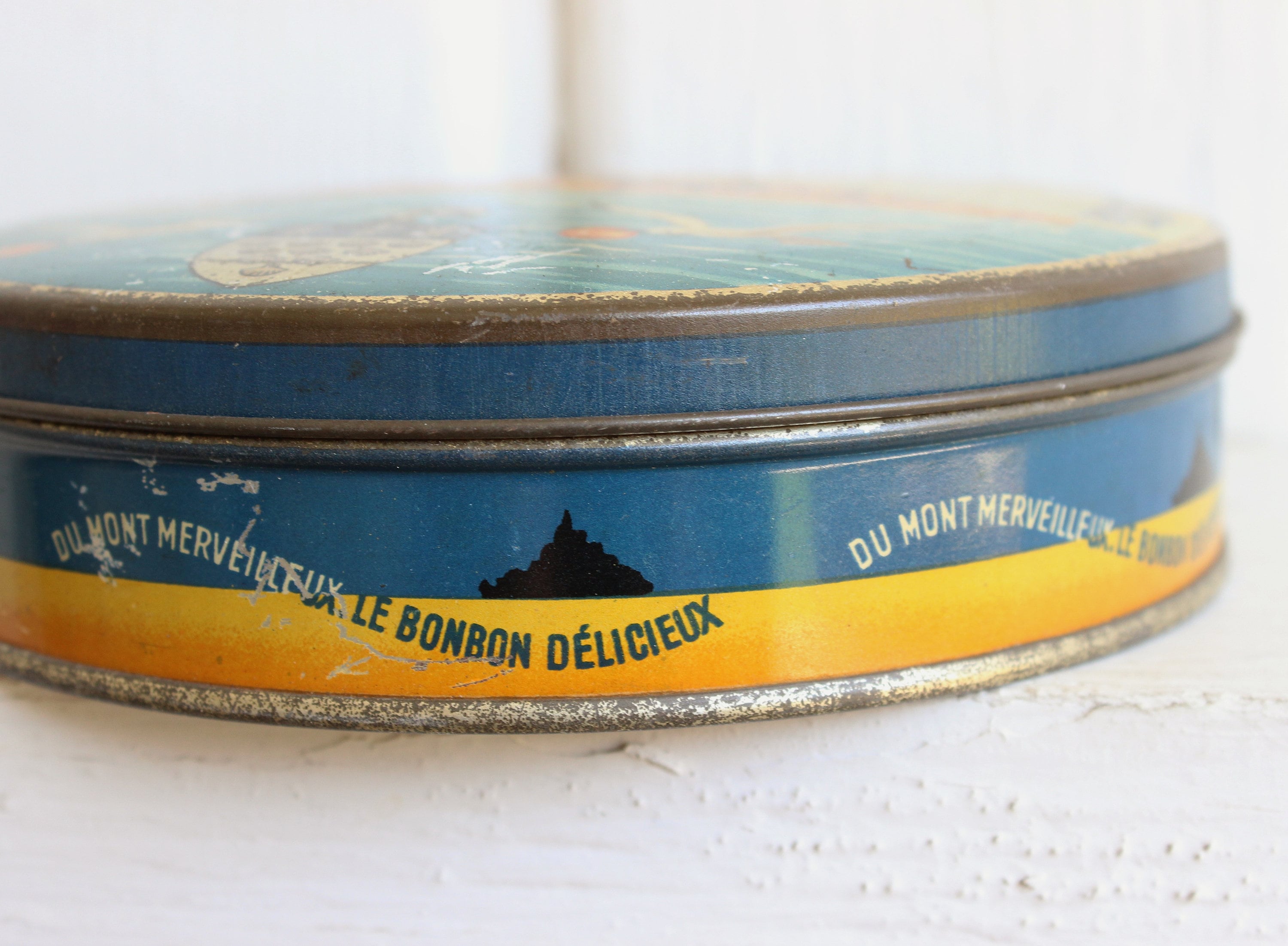 Vintage French MONT SAINT-MICHEL Round Tin, Candy Tin, Travel 1950's ...
