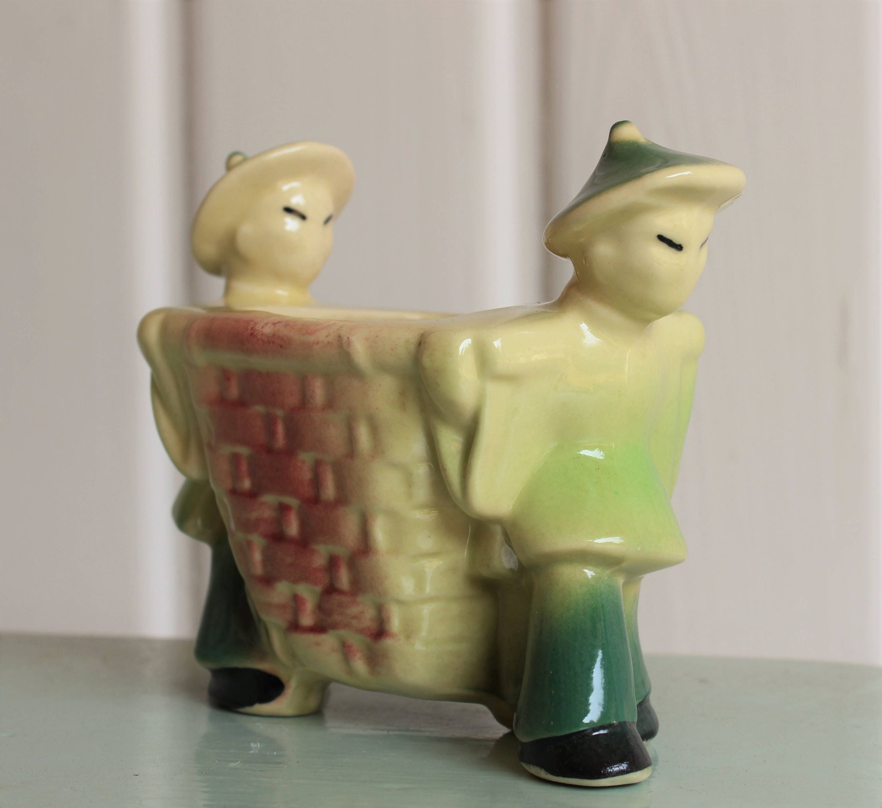 Vintage Shawnee Pottery CHINESE MEN PLANTER, Mid Century Kitsch, Asian ...