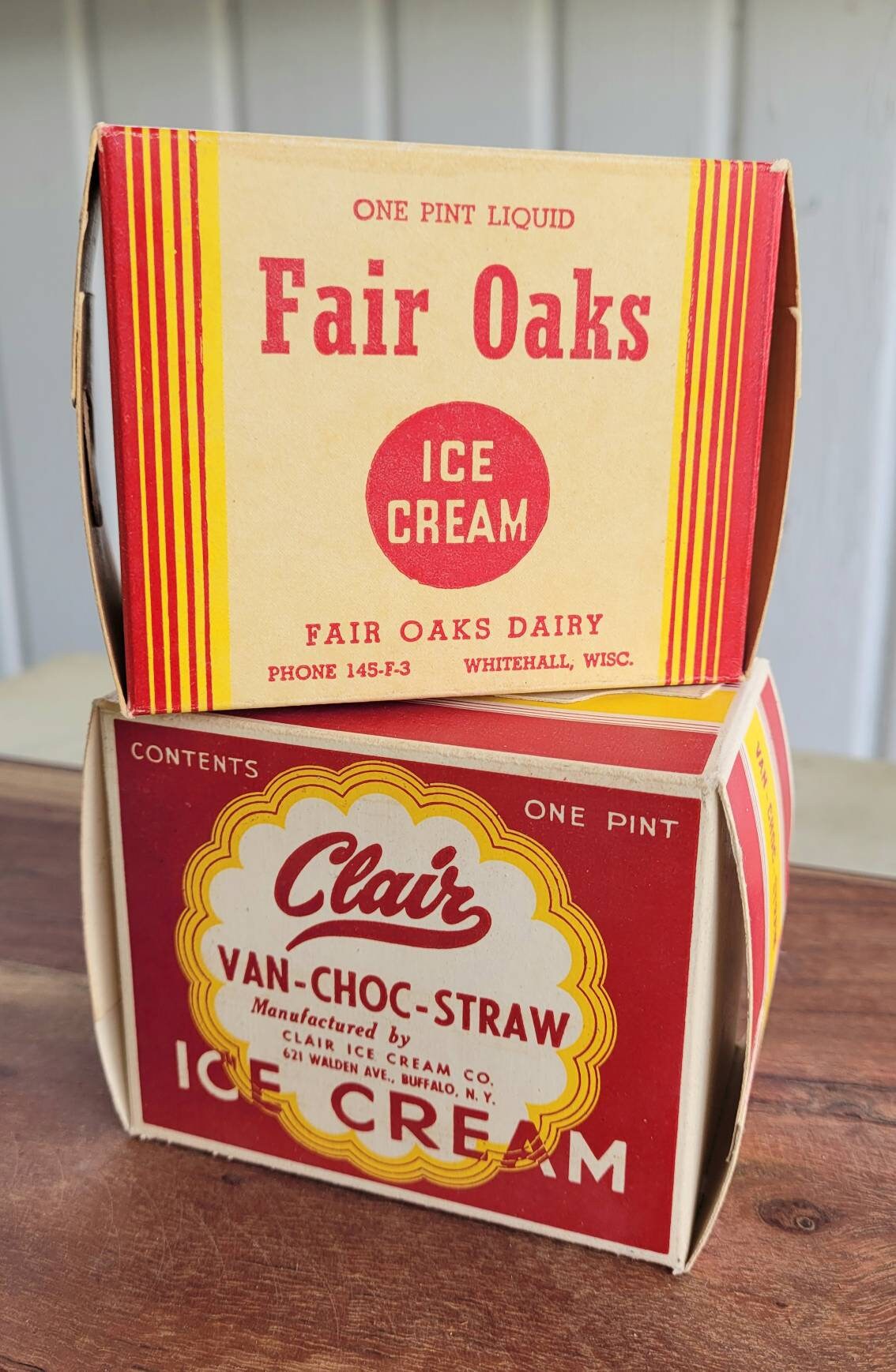 Pair of Cute Vintage ICE CREAM BOXES 1940s