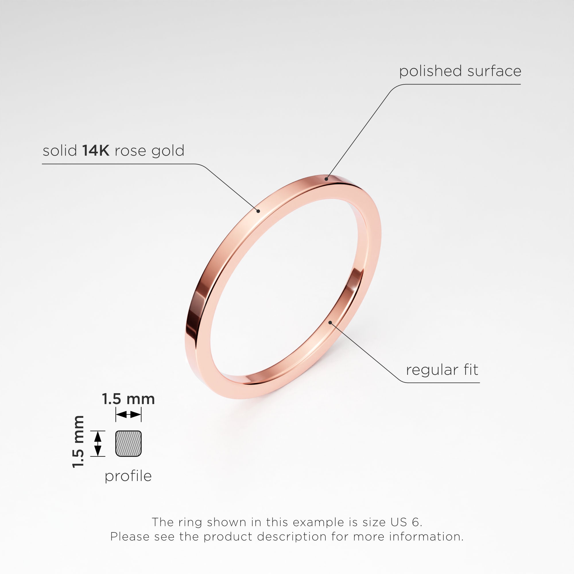1.5 mm rose gold band store