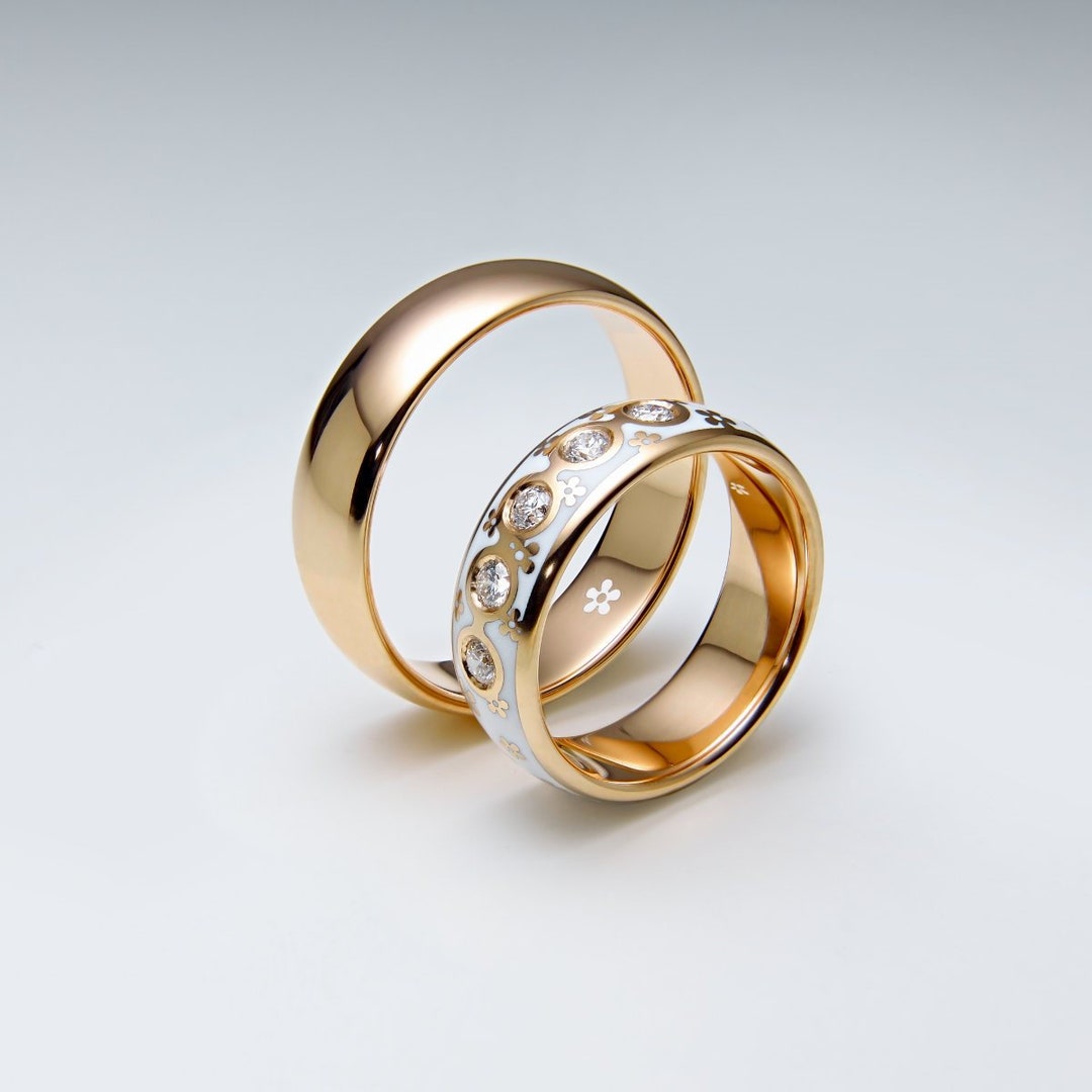 Wedding Anniversary Rings, Matching Rings Set, His and Hers Diamond ...