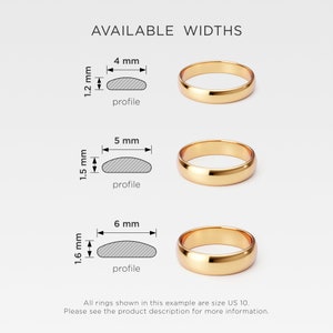 Men's Gold Wedding Band, 4mm Solid Gold Band 10K 14K 18K, Rounded Low ...