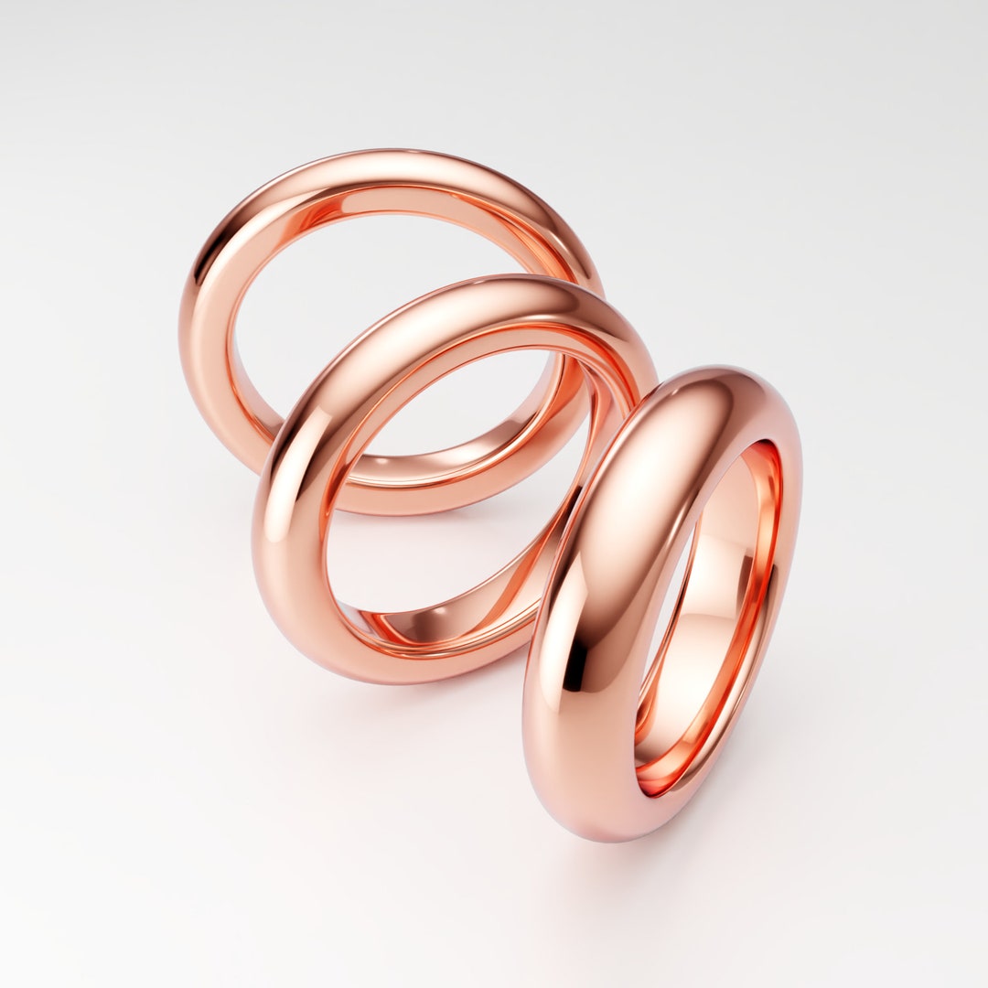 Ultra Thick Solid 14K Rose Gold Ring Band: Unisex Plain Heavy Wedding ...