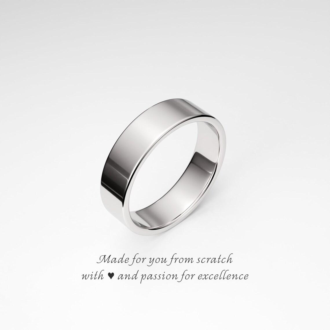 5mm Wide Flat Silver Ring Band Sterling Silver Simple | Etsy