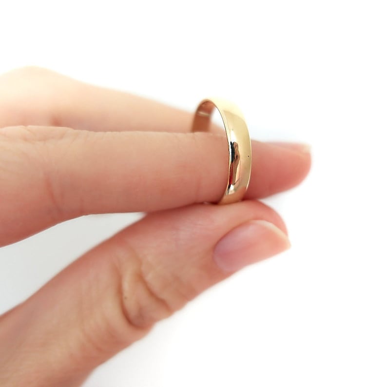 4mm Solid Gold Band 10K 14K 18K Plain Gold Wedding Band - Etsy