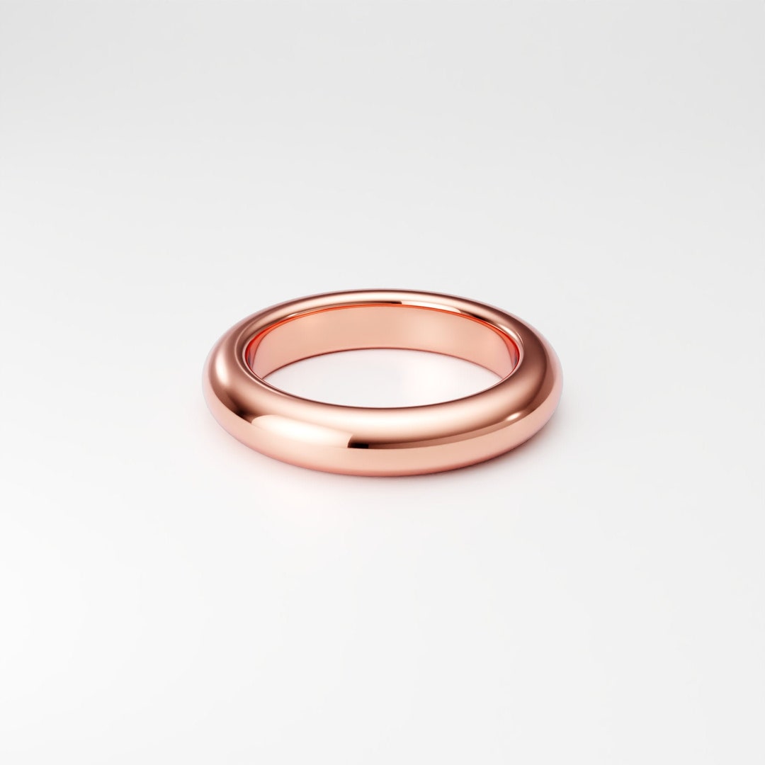 4mm X 3mm Solid Rose Gold Ring Band: 10K, 14K, 18K Rose Gold. Extra ...