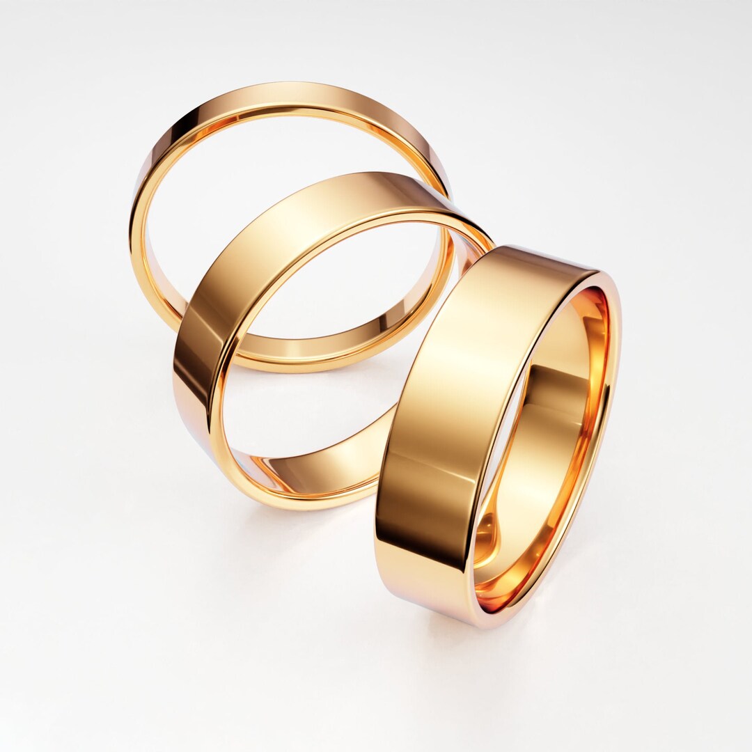 14K Yellow Gold Men's Wedding Band, Solid Gold Flat Band for Men ...