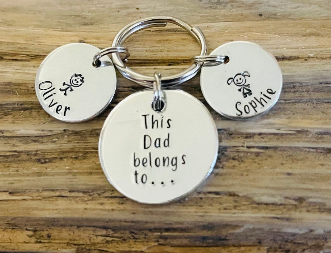 This Dad Belongs To.. Personalised Keyring, Dad Gift, Dad Keyring ...