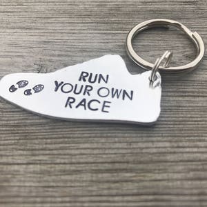 Hand Stamped Personalised Trainer, Shoe, Running Shoe Keyring, Run Your ...