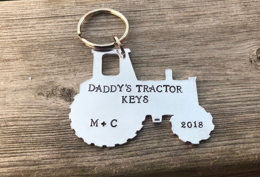 Personalised Tractor Keyring, Dad Gift, Gift for Brother, Gift for ...