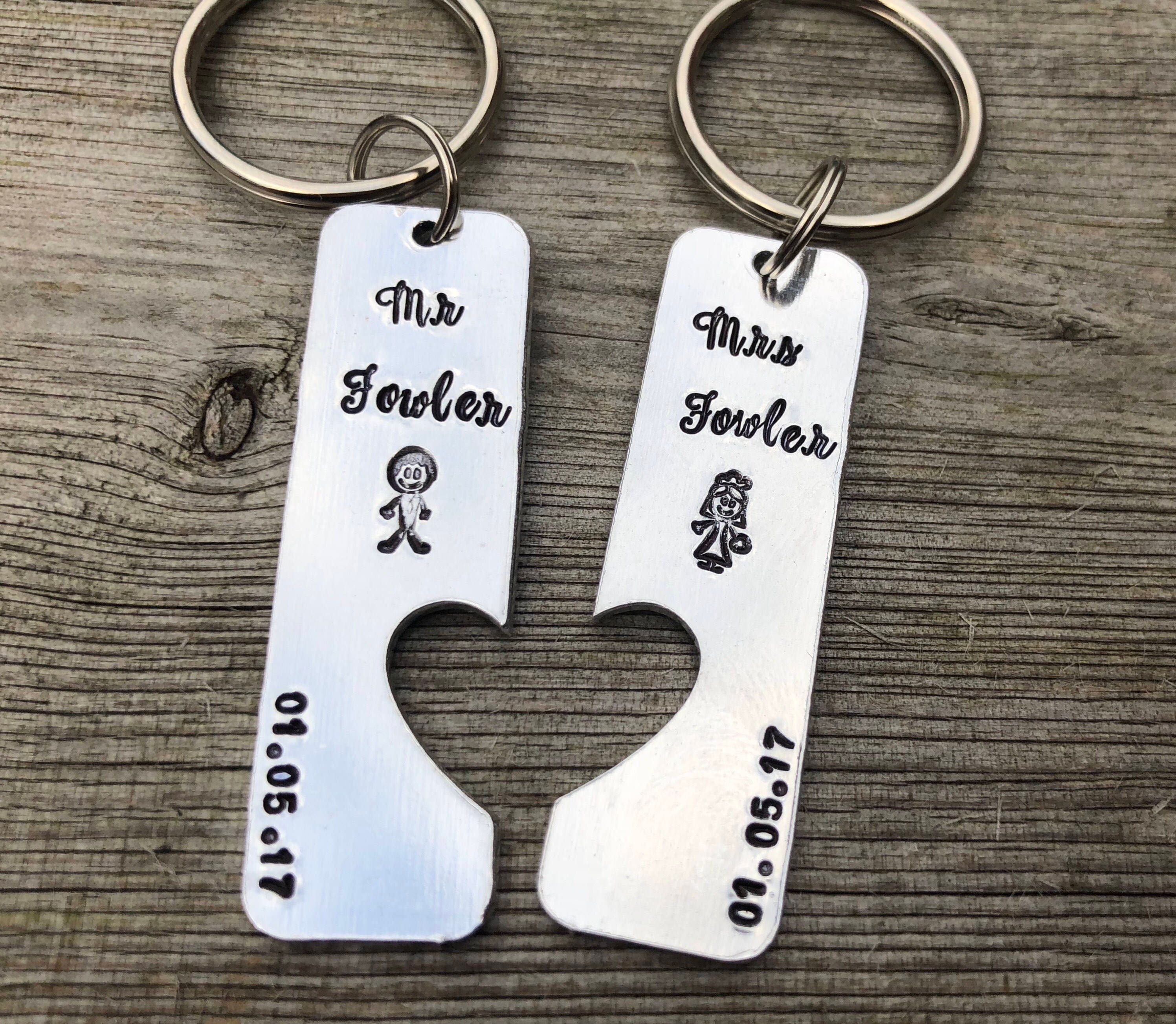 Personalised couple keyrings wedding gift anniversary gift | Etsy