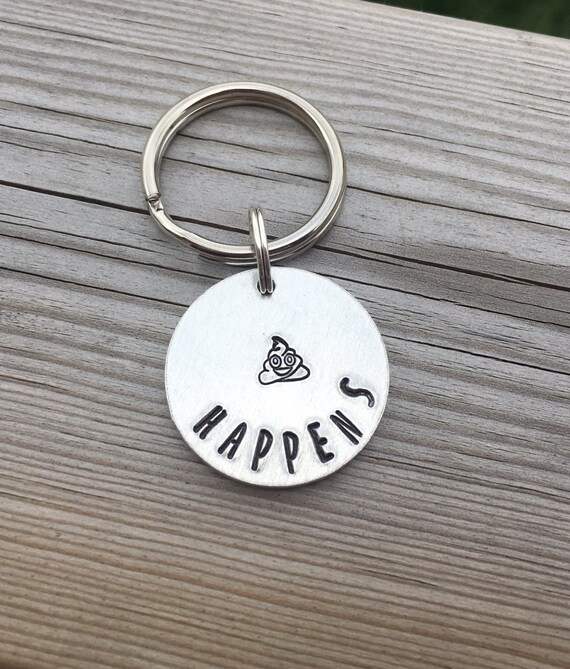 Shit Happens hand stamped emoji poo keyring poop keyring | Etsy