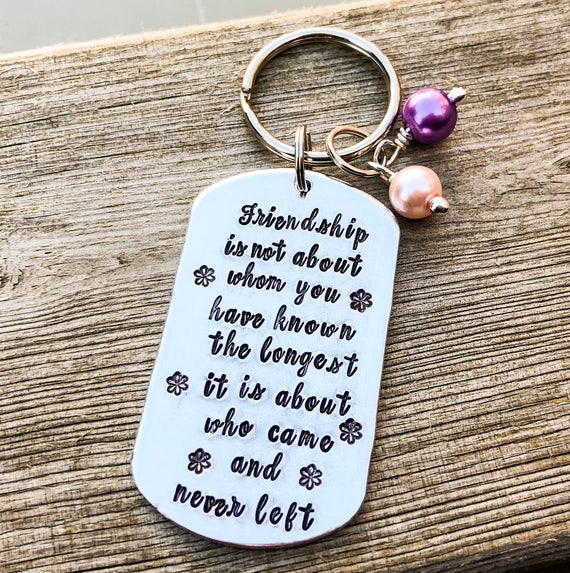 Hand stamped friend quote keyring friend gift friendship | Etsy