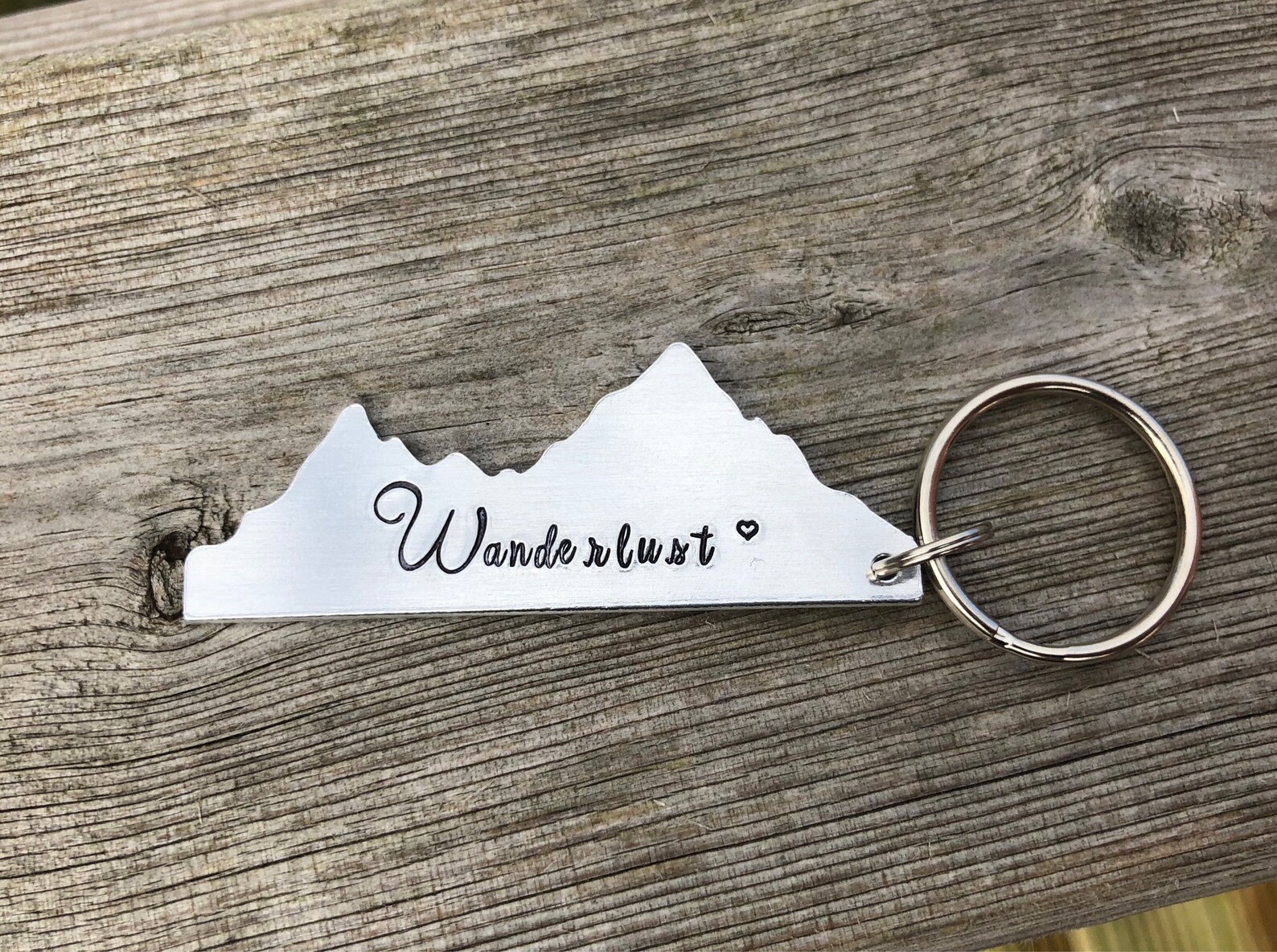 Hand Stamped Keyring Mountain Keyring Wanderlust Travelling - Etsy