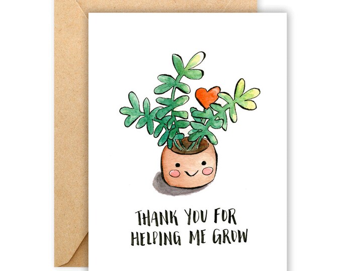 Dank u Plant Card Plant Card Bedankt kaart Plant Lover Card Cute ...