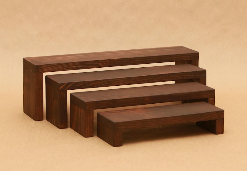 4-tier Solid Wood Nesting Display Shelf Riser for Store and Trade Show ...