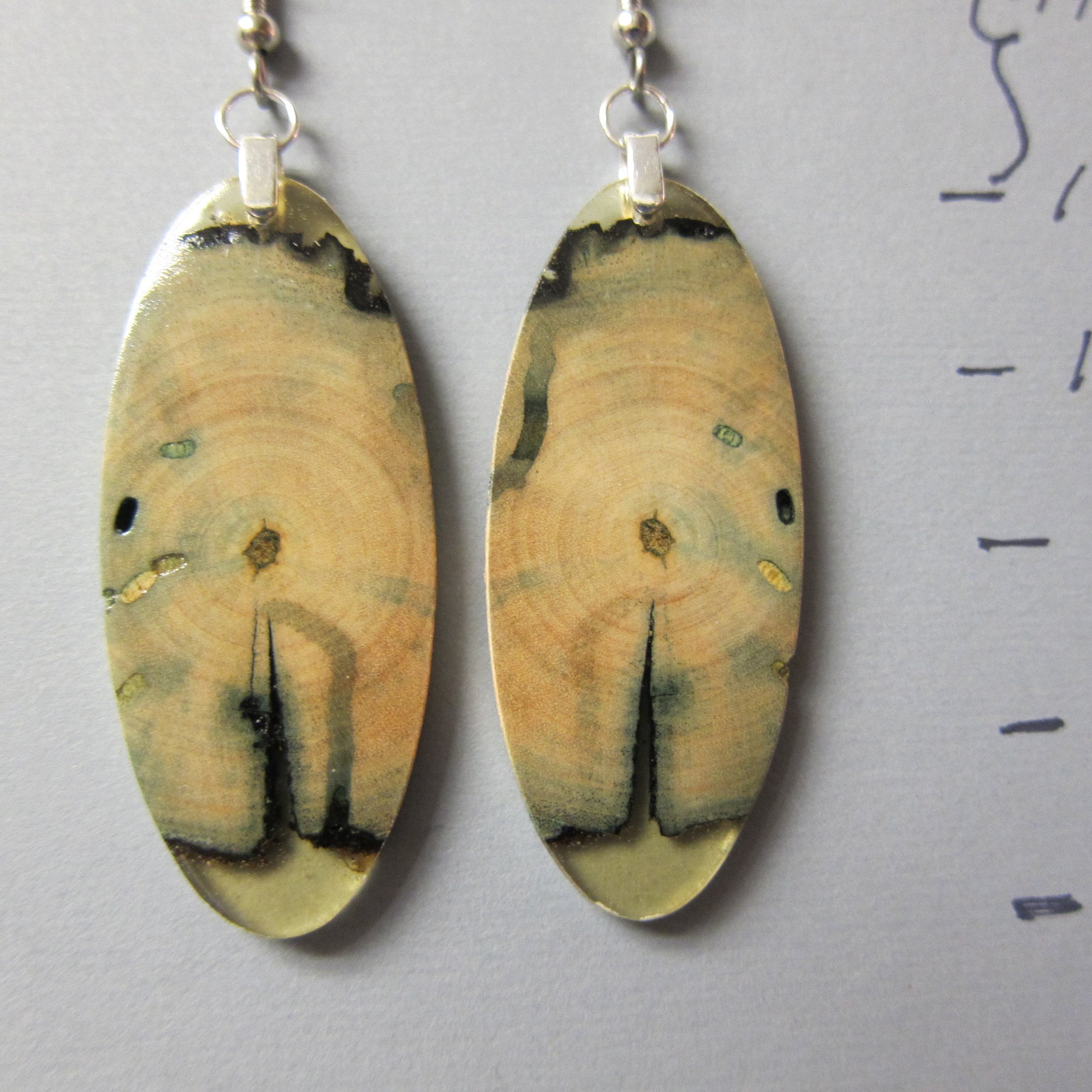 Exotic Wood Earrings, Green Wood, Repurposed Ecofriendly Handcrafted ...