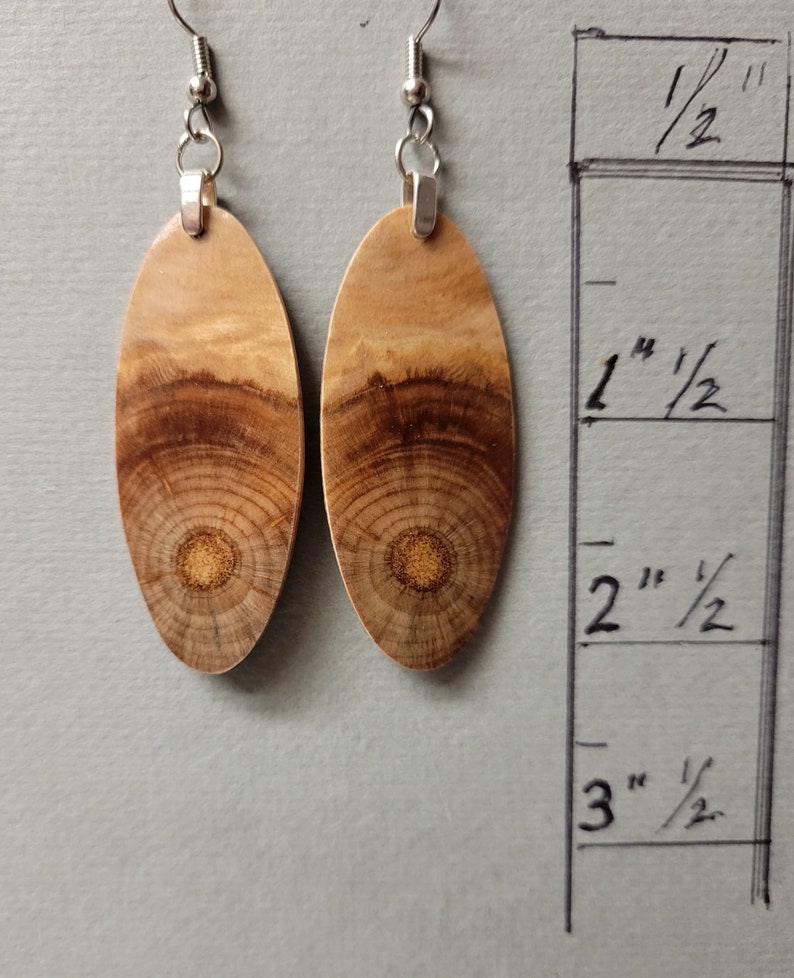 Unique Exotic Wood Earrings Monkey Puzzle Handcrafted Hypoallergenic ...