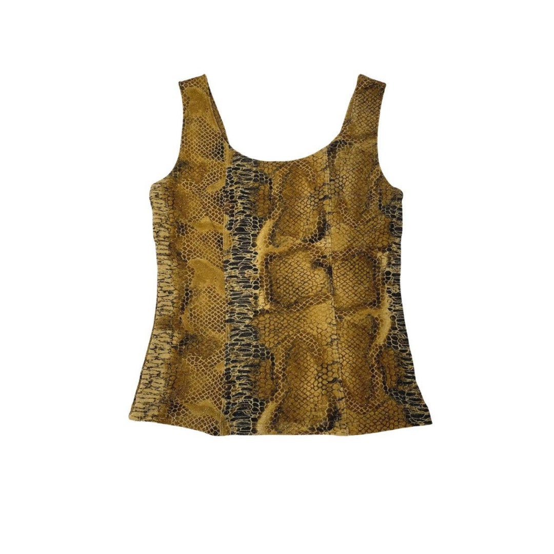 Vintage 2000s Era Glitzy Animal Print Tank Top Size M Glam Fashion Y2K ...